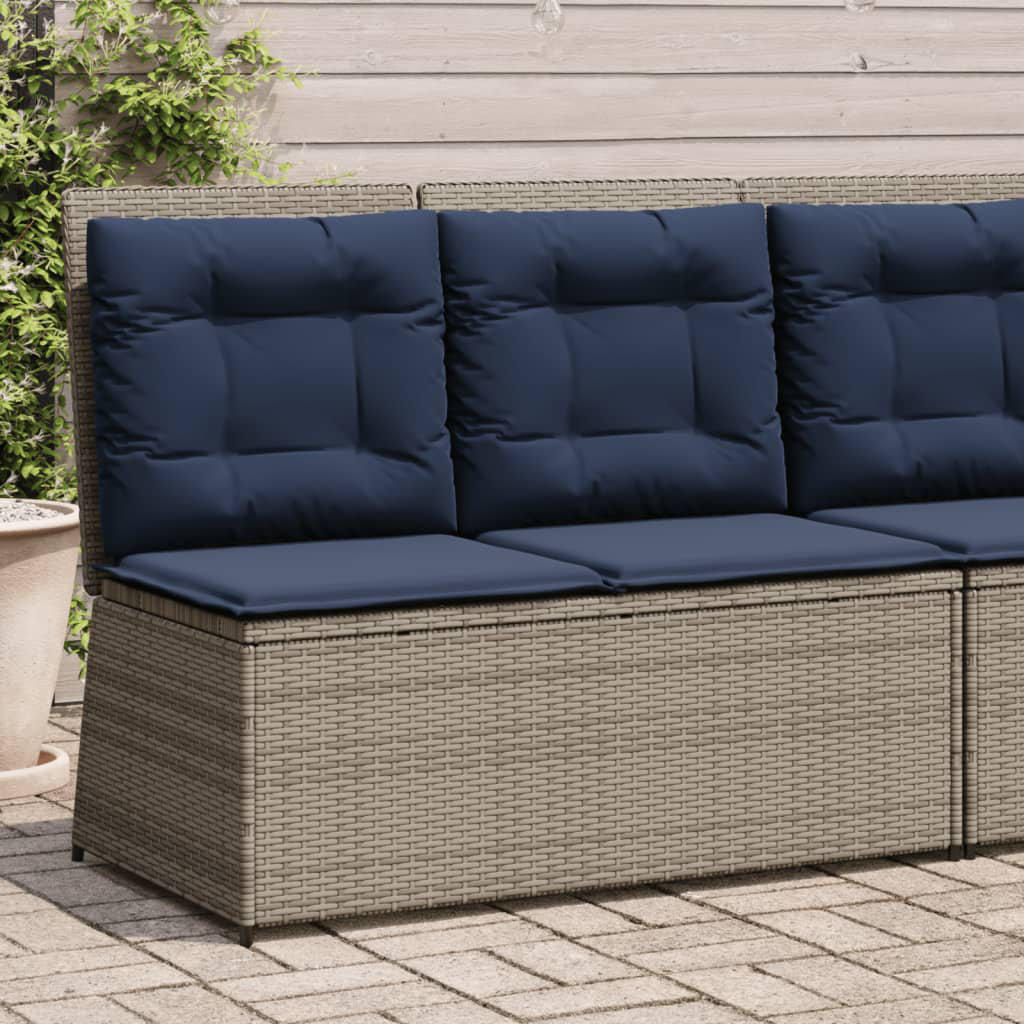 Latitude Run® Reclining Patio Bench With Cushions Gray Poly Rattan ...