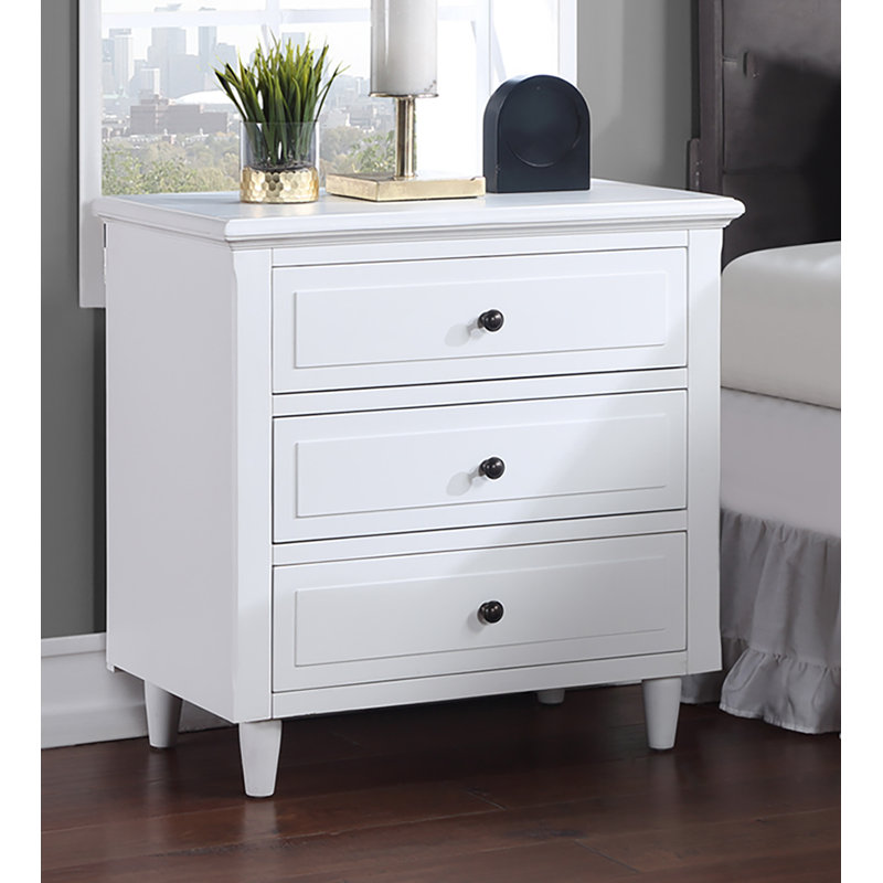 Lark Manor™ Wood Bedside Table With 3 Sliding Drawers | Wayfair