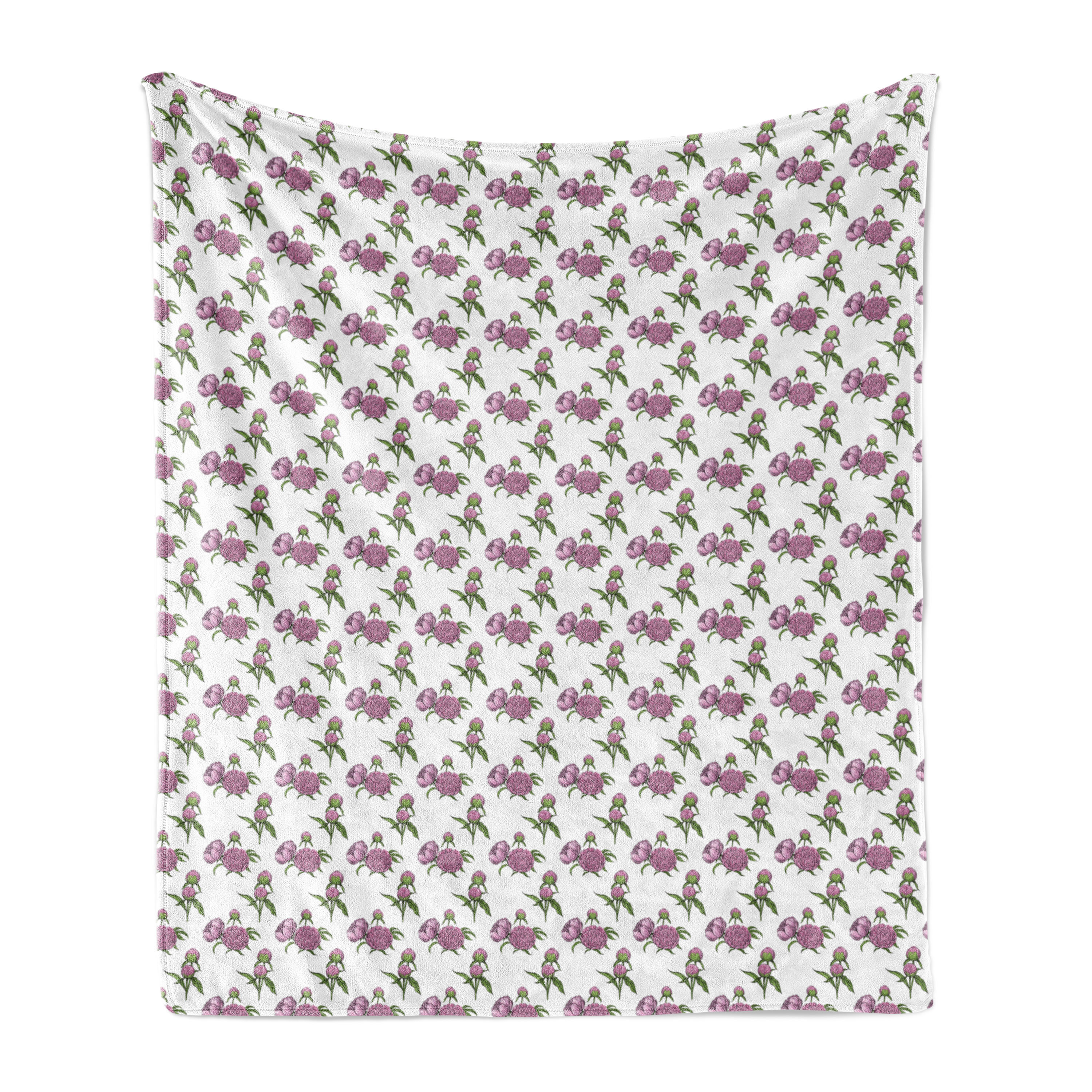 Ambesonne Floral Fleece Throw Blanket Fresh Blooming Peony Buds Pale ...