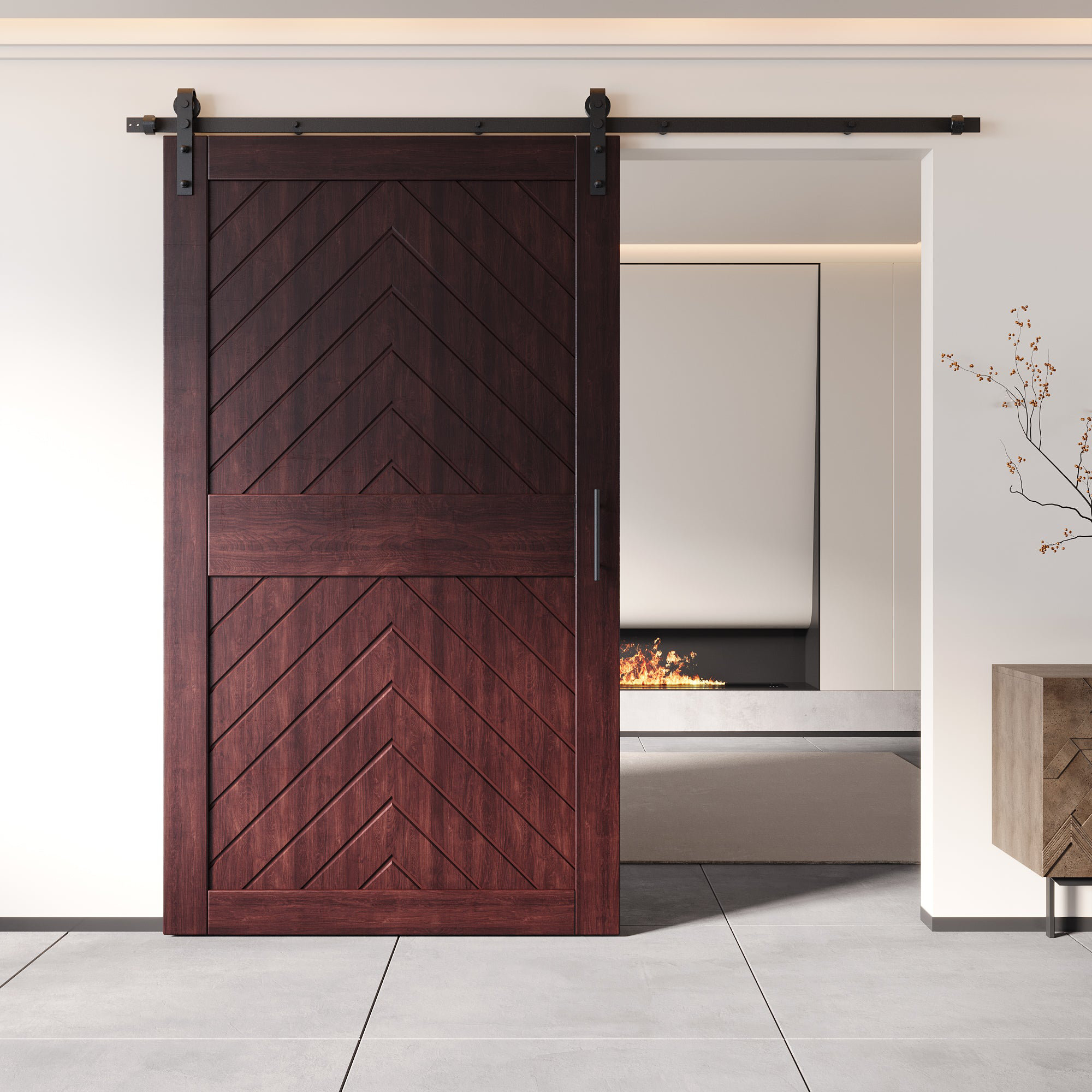 Homacer Red Mahogany Finished & Unassembled 4-IN-1 Fishbone Design Barn ...