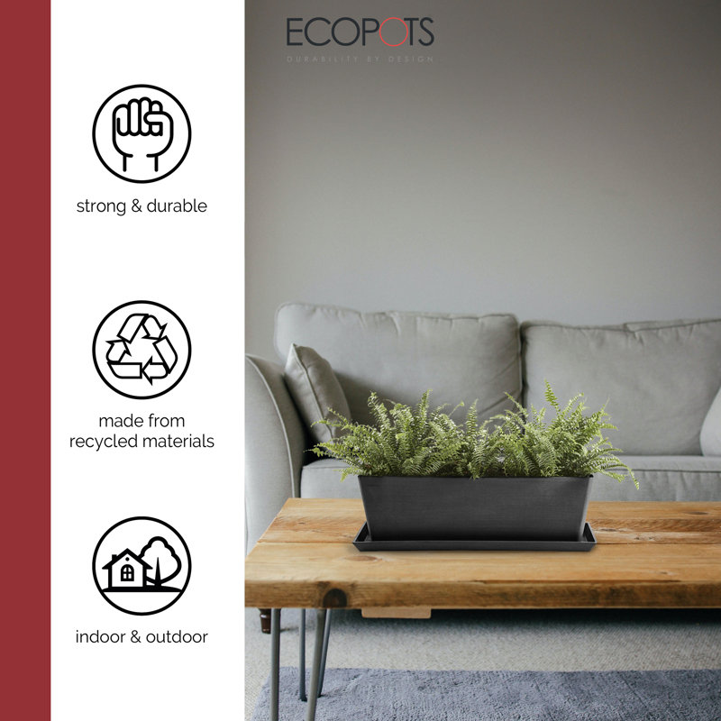 Ecopots Rectangular In/Outdoor Recycled Plastic Planter Flower Pot ...