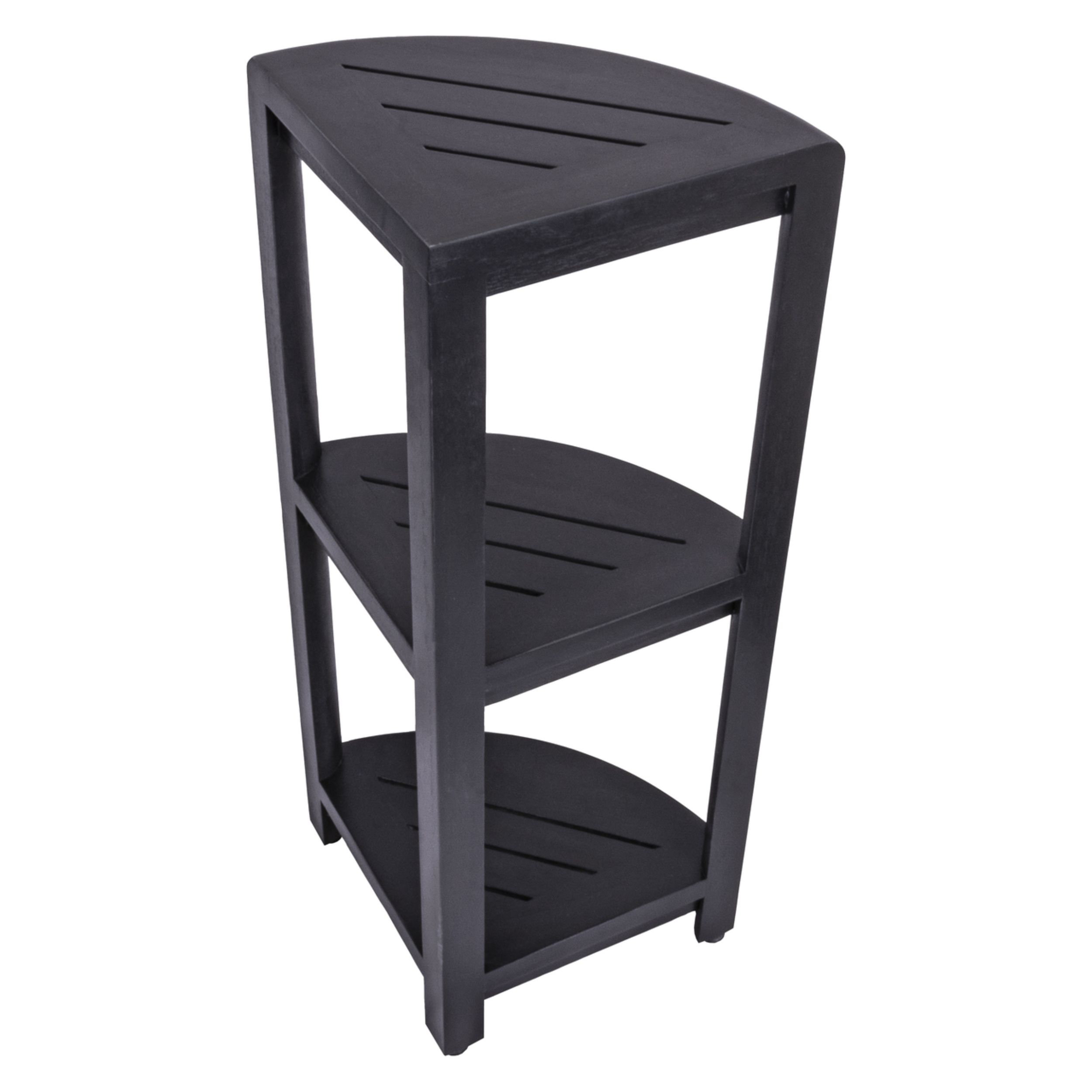 Red Barrel Studio® Grey Teak 32" Curvilinear Corner Shower Tiered Shelf ...