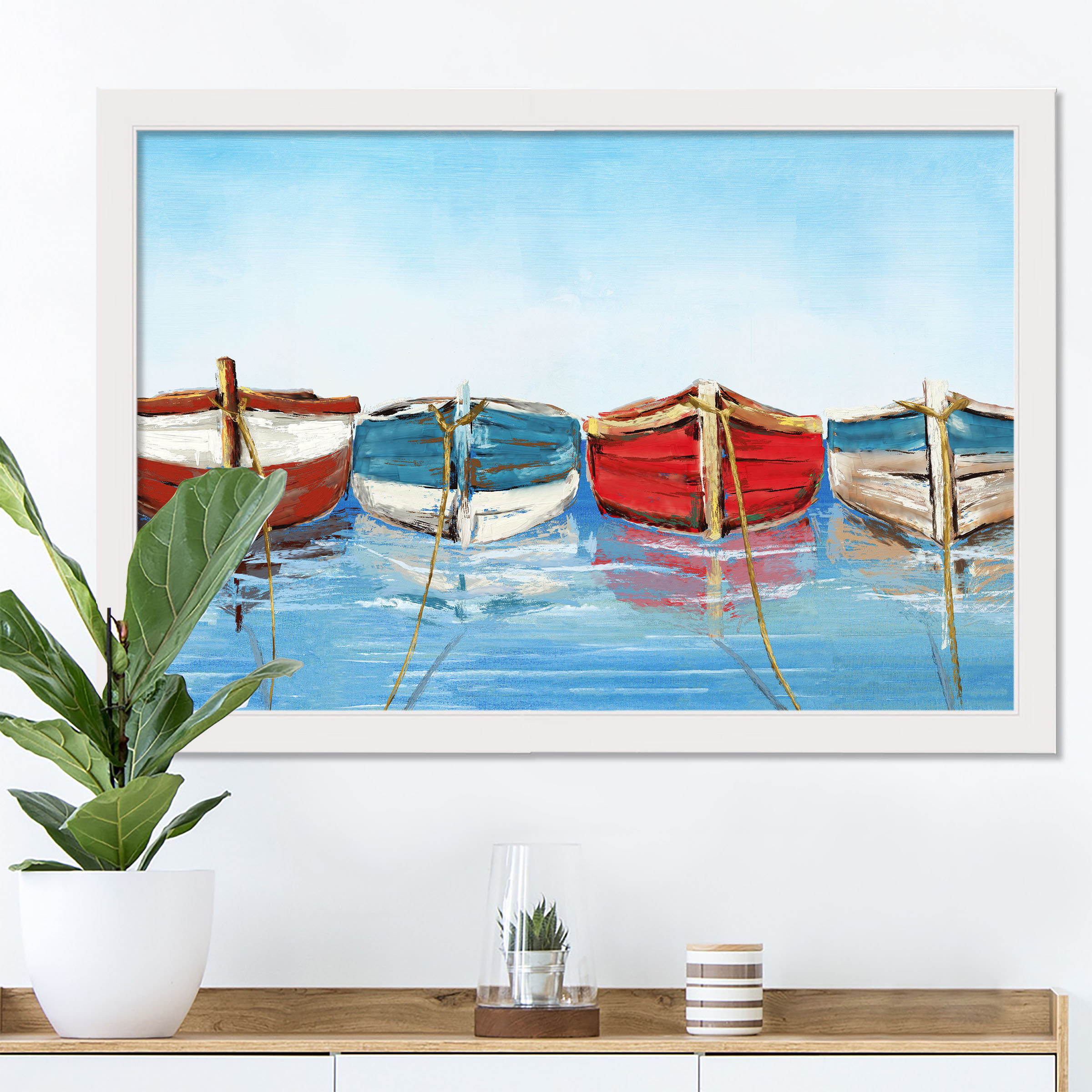 Longshore Tides Coastal Row Boats Framed Print | Wayfair
