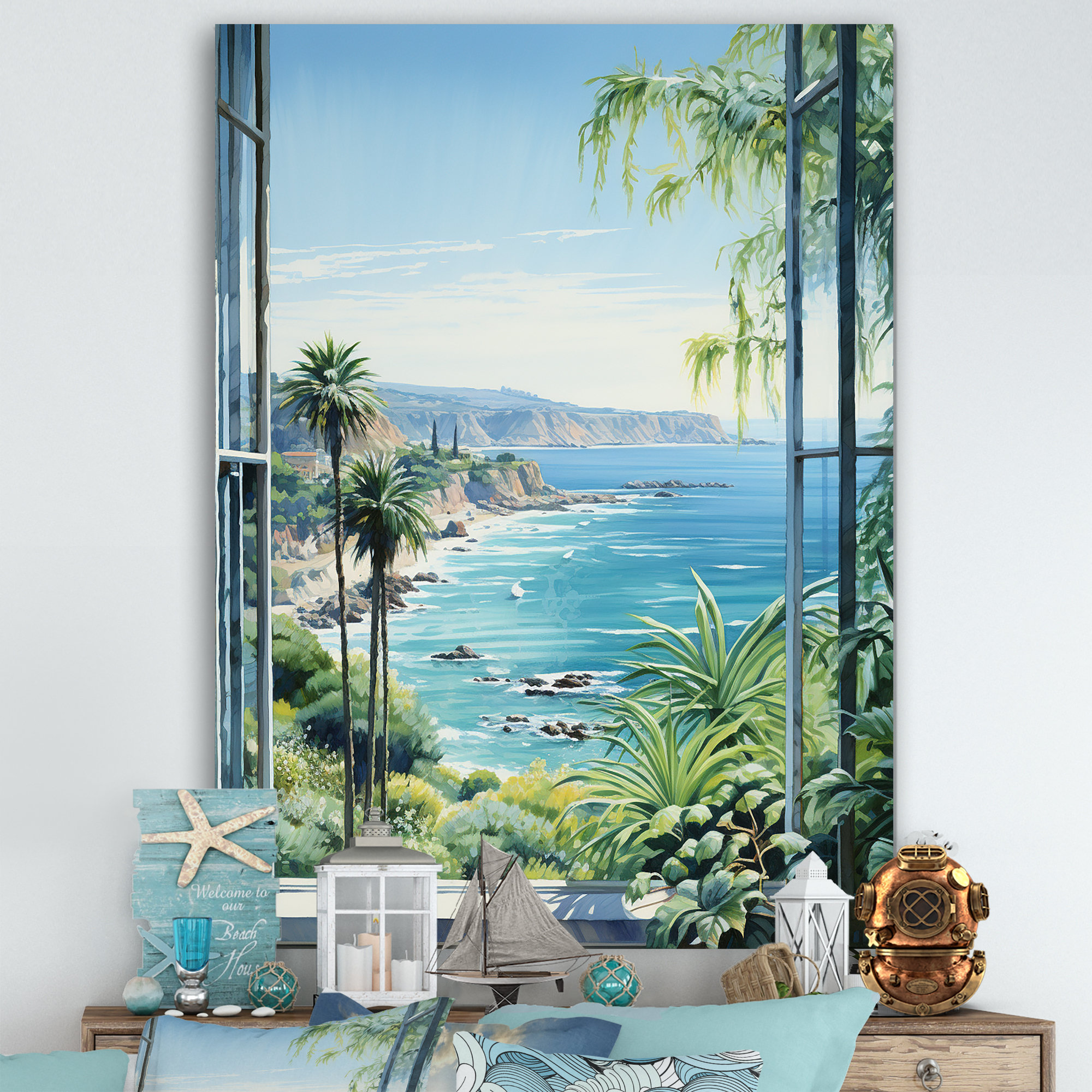 Bay Isle Home™ Tropical Windows To The Beach III - Coastal Windows Wall ...