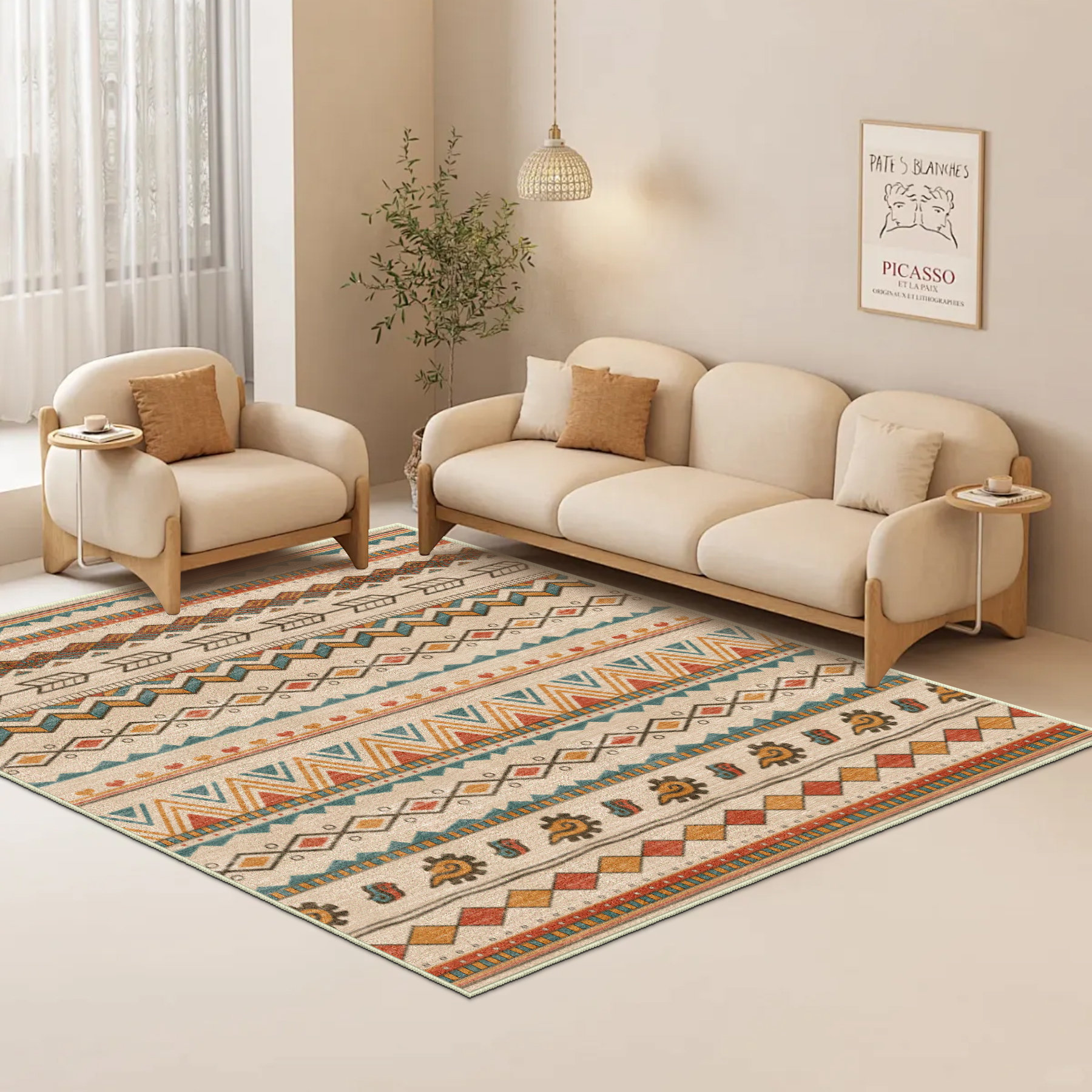 Loon Peak® YIMEIS 8x10 Bohemia Area Rug, Non Slip Machine Washable Rug ...