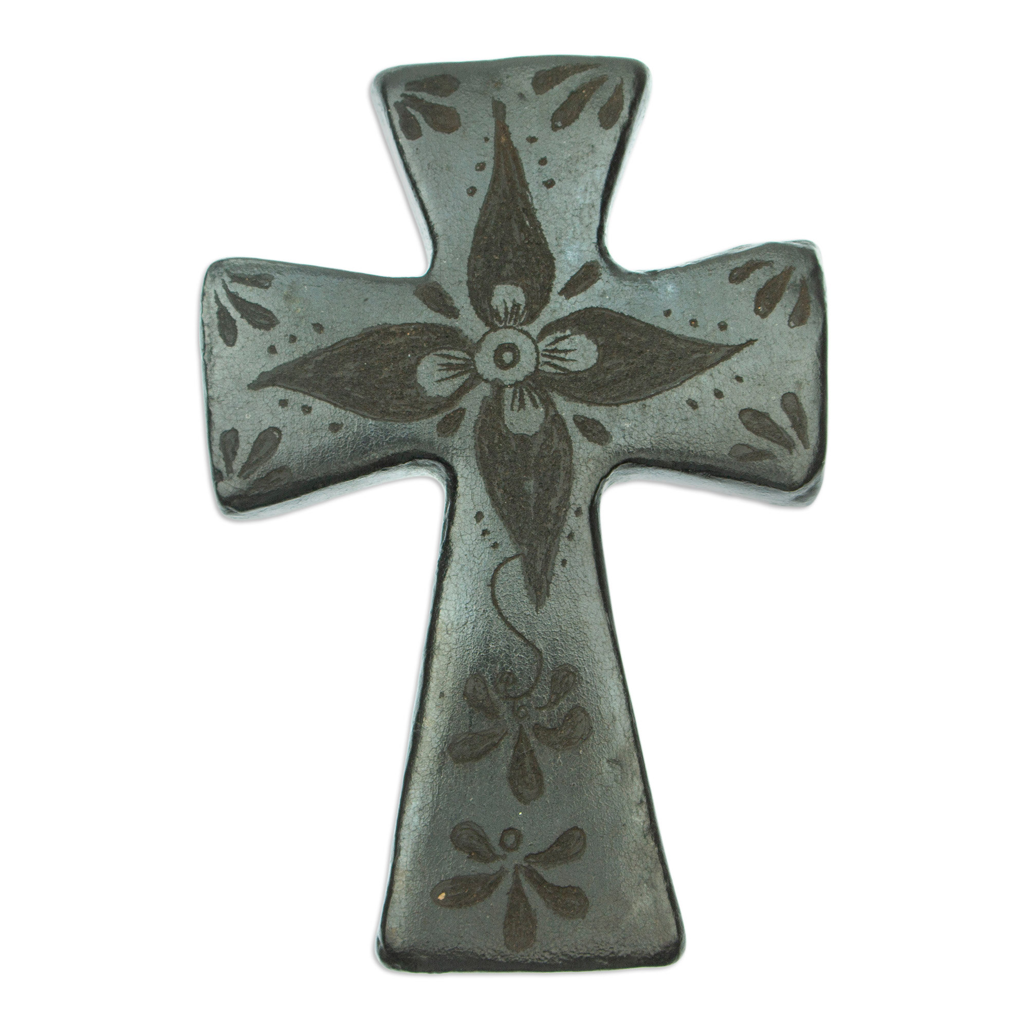 Astoria Grand Handmade 'Little Flower Of Luck' Barro Negro Wall Cross ...