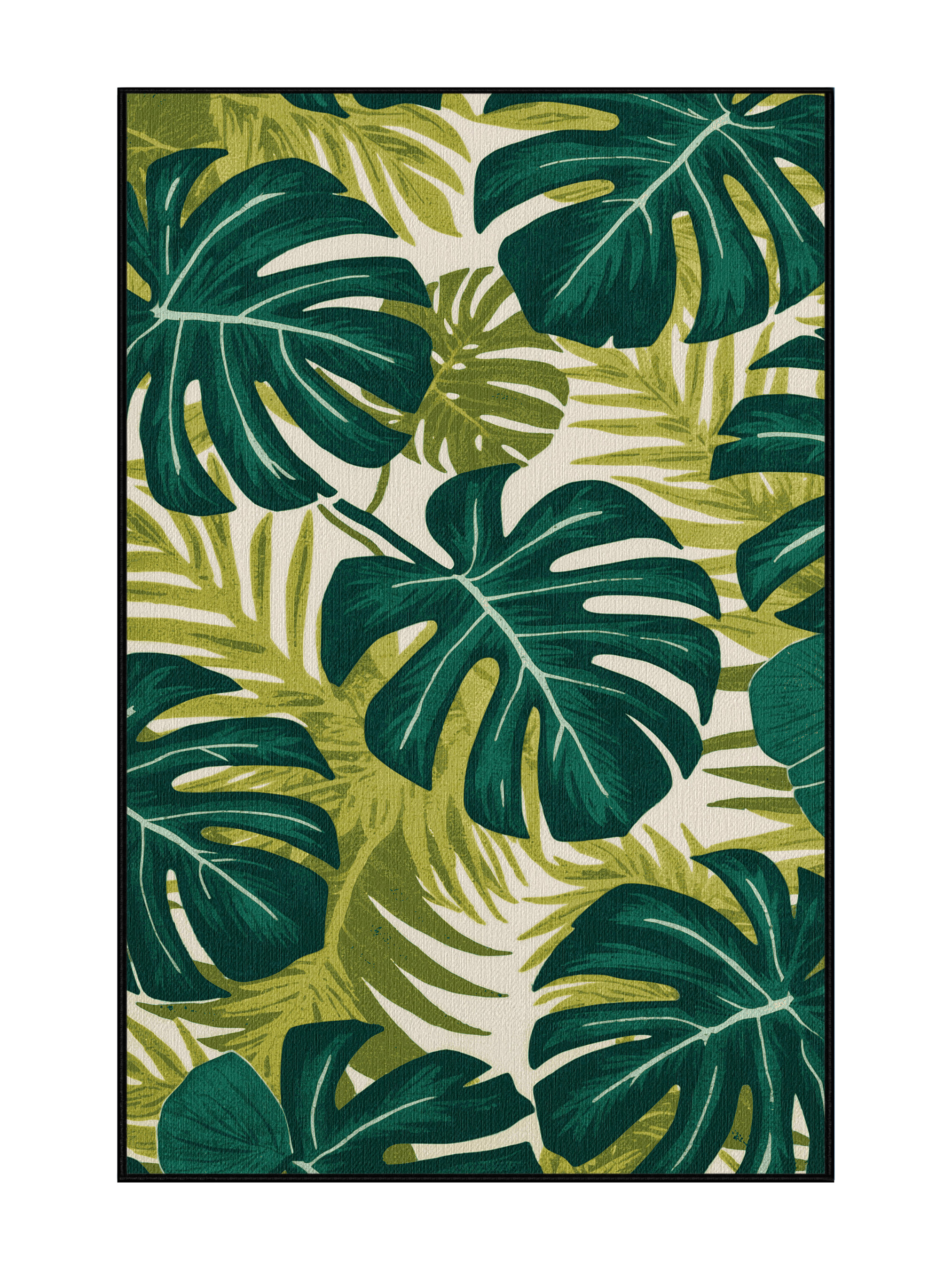 Hokku Designs Washable Monstera Leaves Hawaiian Area Rug | Wayfair
