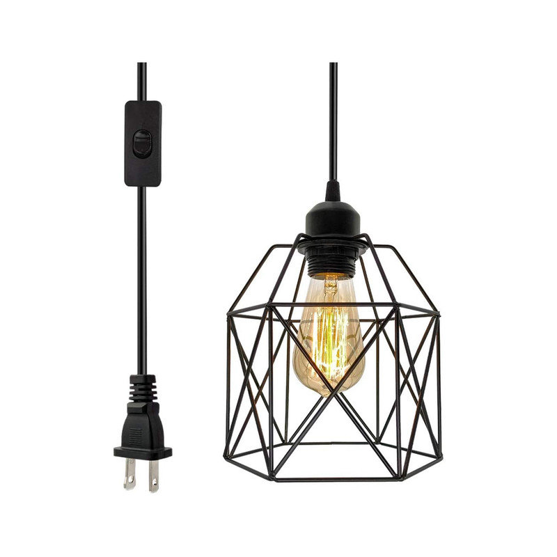 17 Stories ndustrial Plug in Pendant Light,Cage Pendant Light Fixture ...