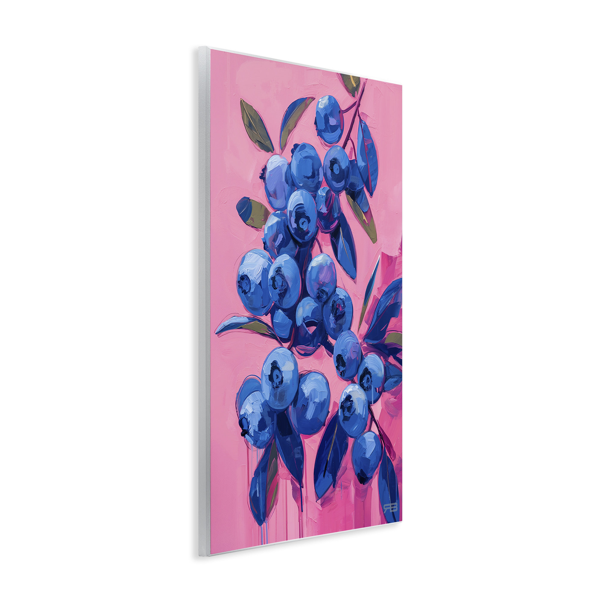 Dakota Fields Vibrant Blueberries on Pink Wall Plaque Art by RB | Wayfair
