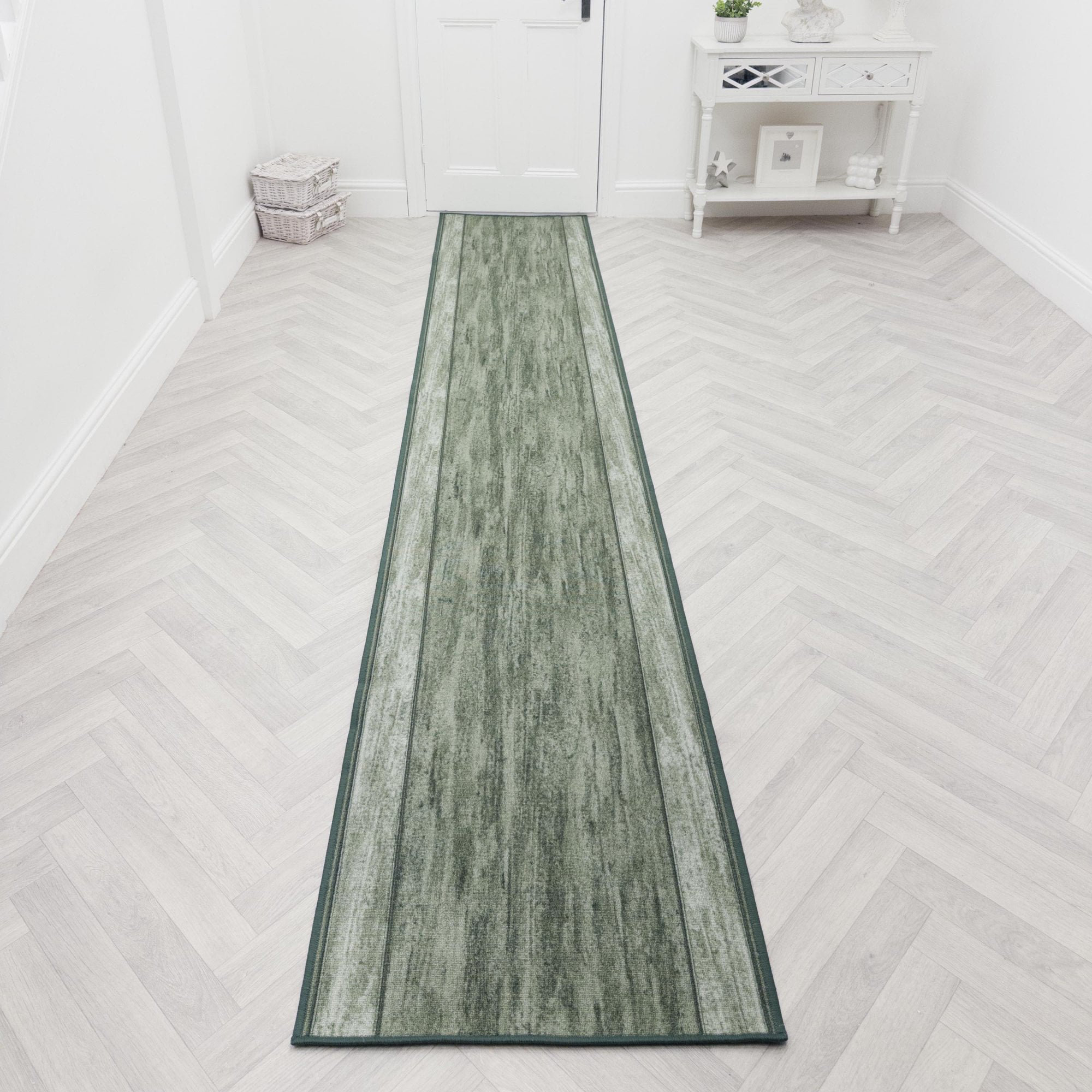 Ebern Designs Rama Green Hallway Runner Rug – Hardwearing, Non-Slip ...