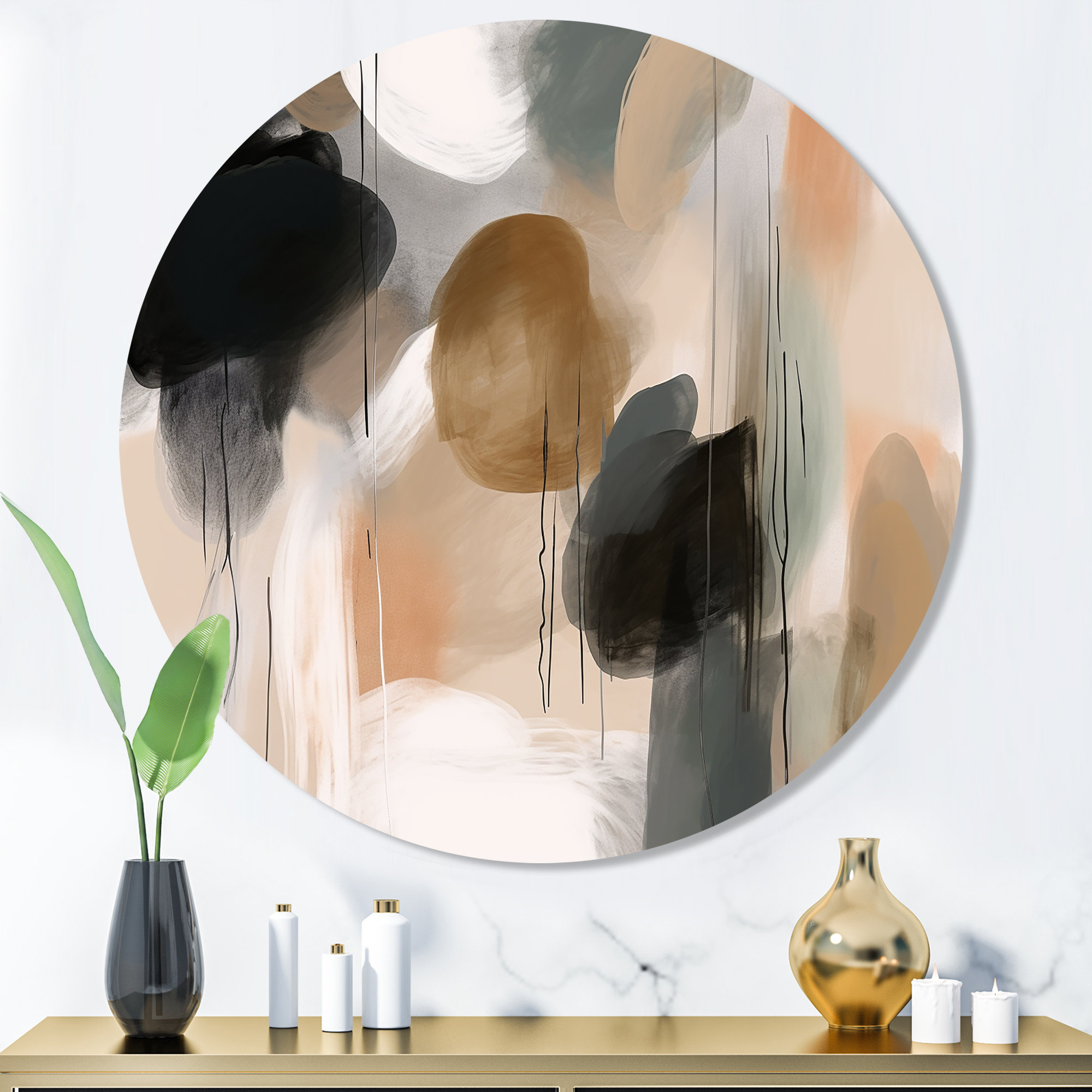 Ivy Bronx Painting Of Abstract Shapes III - Abstract Painting Round ...