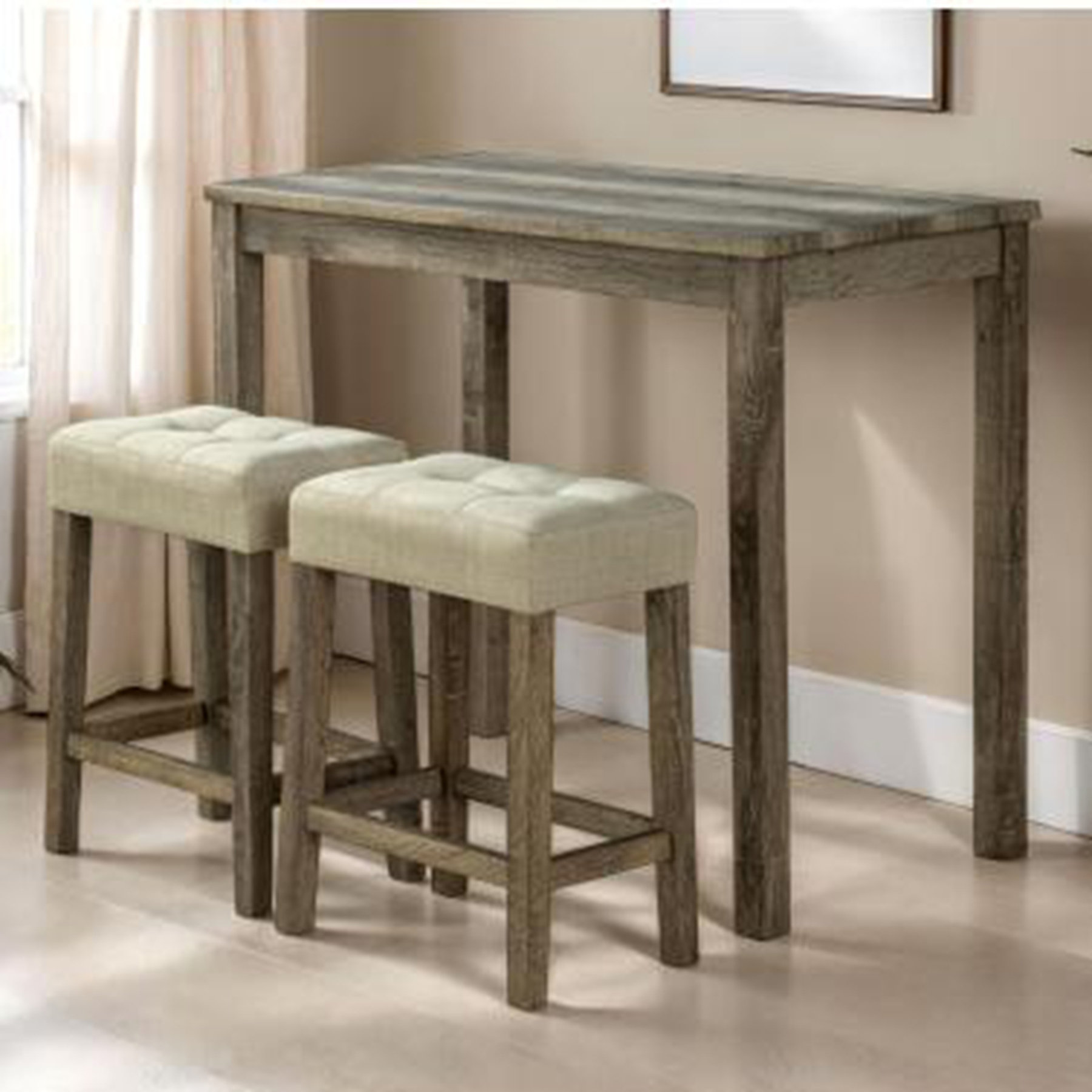 Latitude Run® Modern Transitional Brown Dining Table w 2x Stools ...