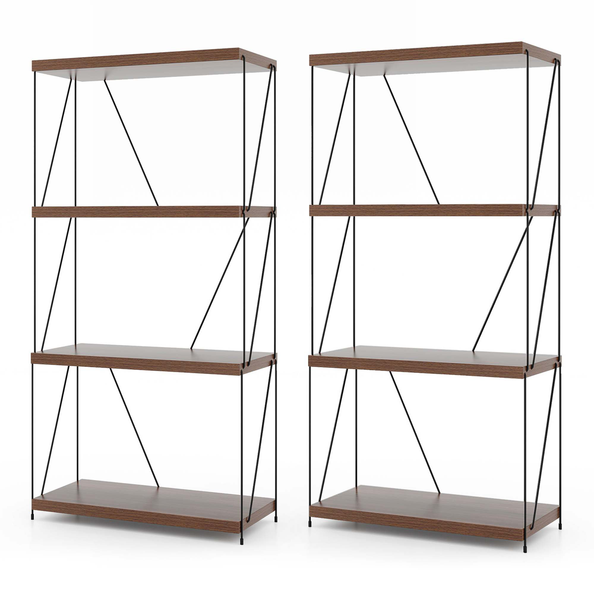 17 Stories 2 Pcs 4-tier Multipurpose Display Rack Freestanding Bookcase ...