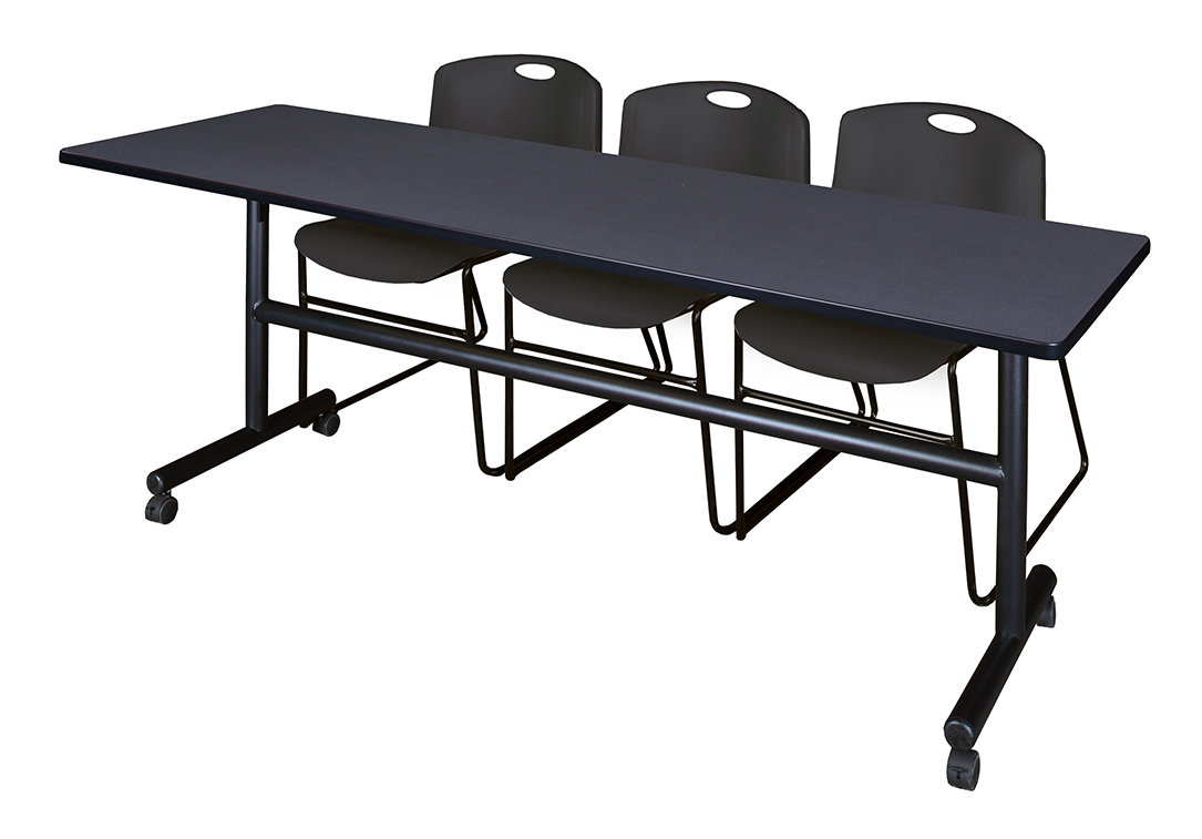 Inbox Zero Nicklos Flip-Top Training Nesting Table, 2 Zeng Stack Chairs ...