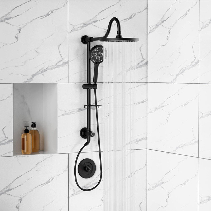 HIGEMZ Rainfall Shower Head and Handheld Showerhead Combo Shower System ...