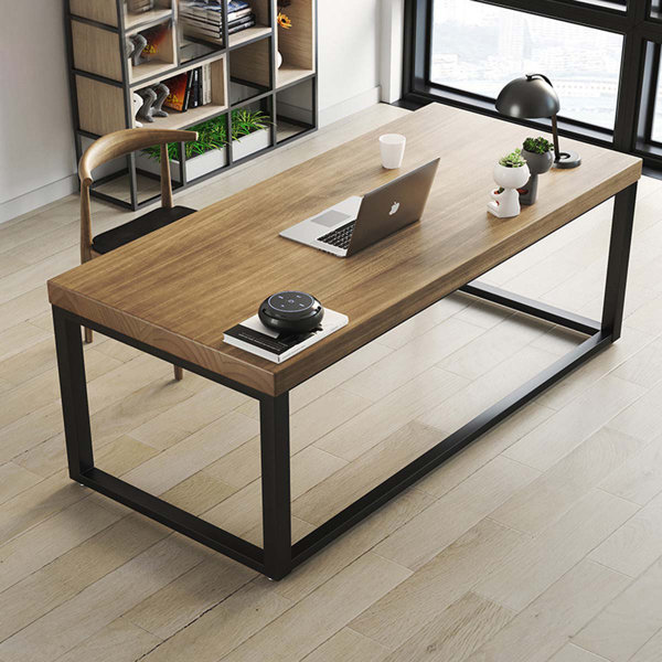 Latitude Run® Brightvale Solid Wood Top Metal Base Writing Desk | Wayfair