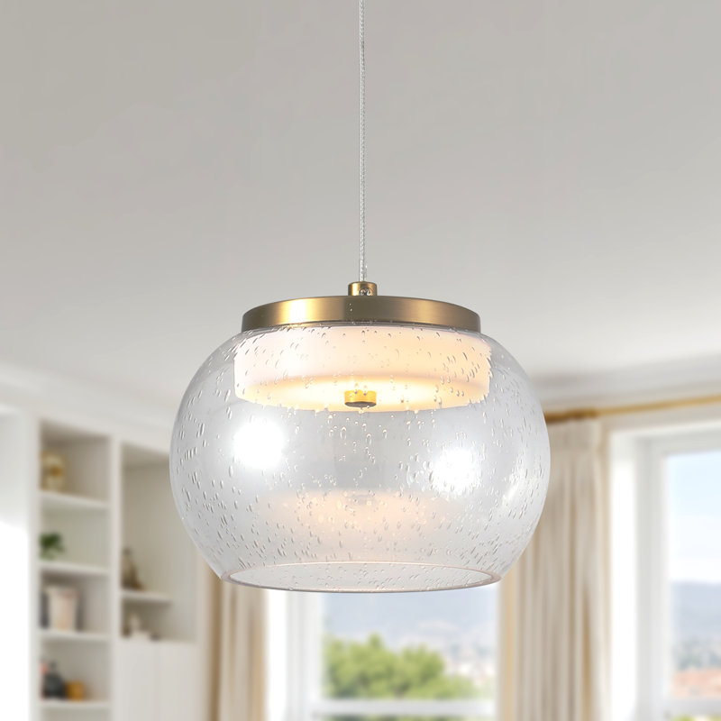 Wade Logan® Cleckler 1 - Light Single LED Seeded Glass Pendant Light ...