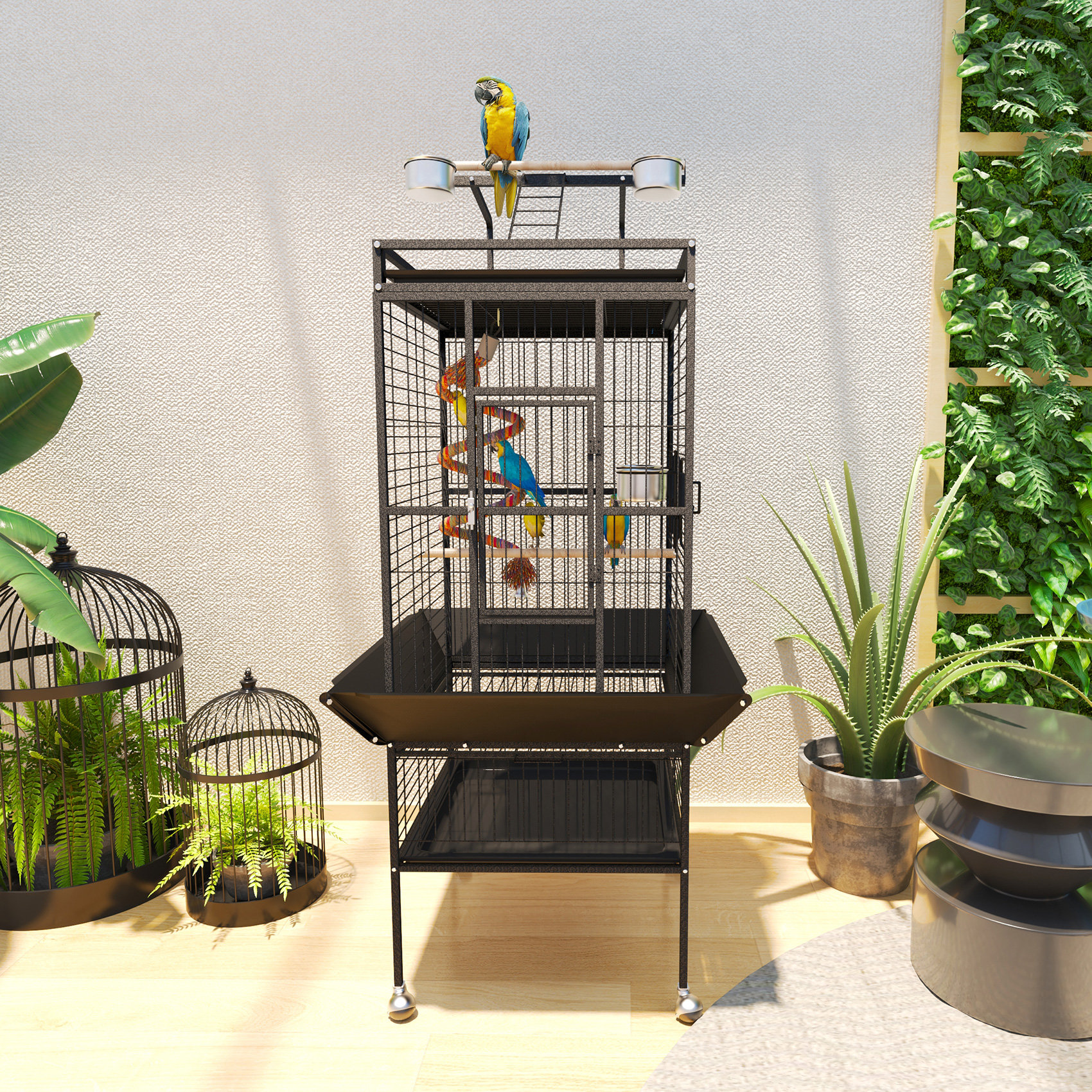 Tucker Murphy Pet™ 61'' Bird Cage, Bird Flight Cages With Rolling Stand ...