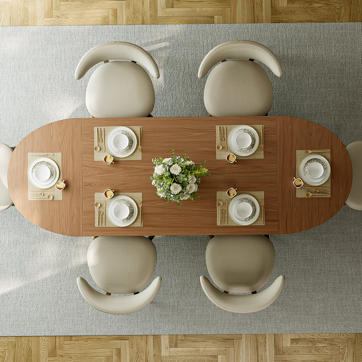 Ebern Designs 70.87” Modern Oval Kitchen Dining Table For 6 People With ...
