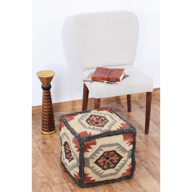 Union Rustic Jarrison 16" Wide Tufted Square Geometric Pouf Ottoman ...