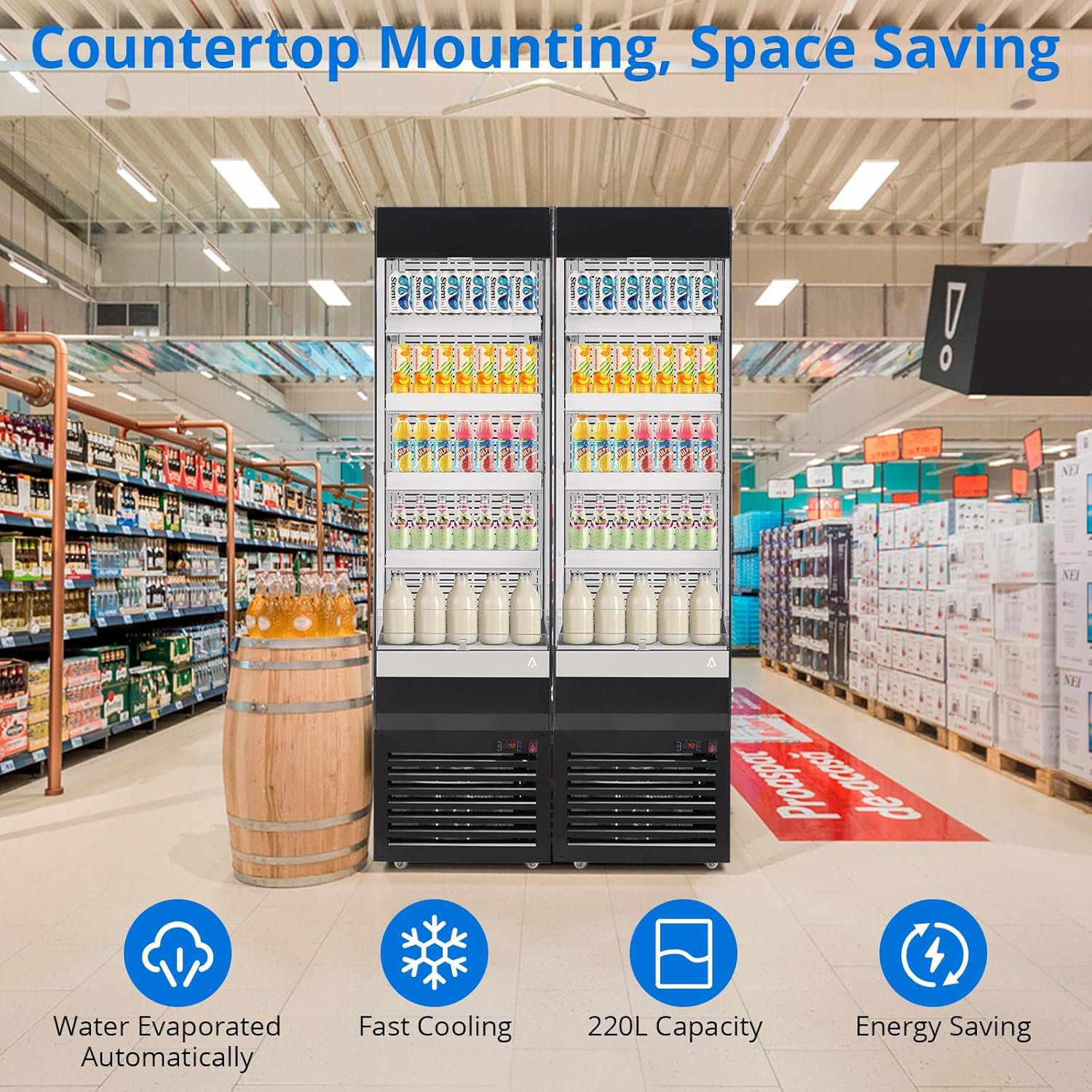 Orren Ellis 7.77 Cu.Ft. Commercial Display Refrigerator, Countertop ...