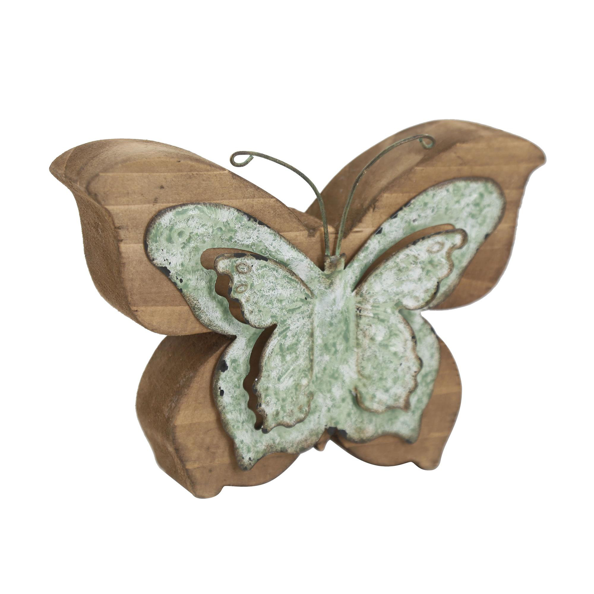 August Grove® Wood/Metal Butterfly Sitter Home Decorations Spring | Wayfair