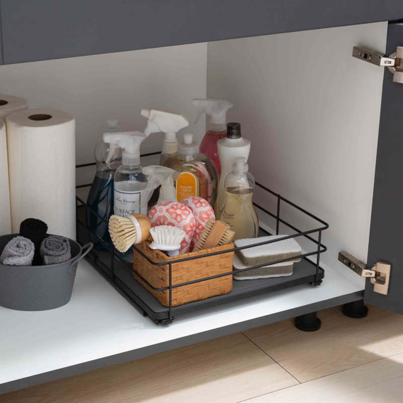 Rebrilliant Large Slide Out Shelf Organizer in Matte Black | Wayfair