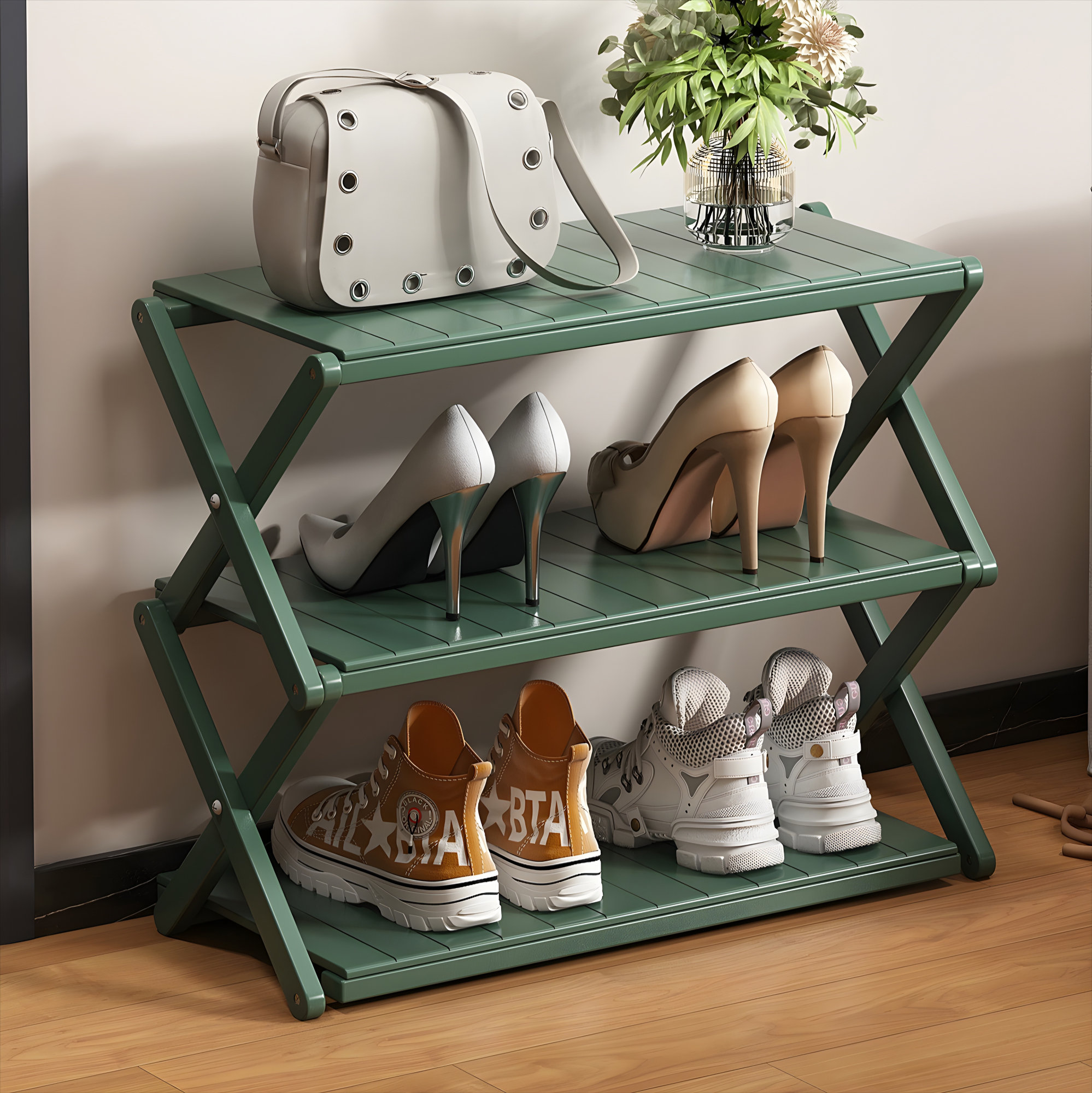 Winston Porter Light Luxury Folding Bamboo Shoe Rack - Home Multi Layer ...
