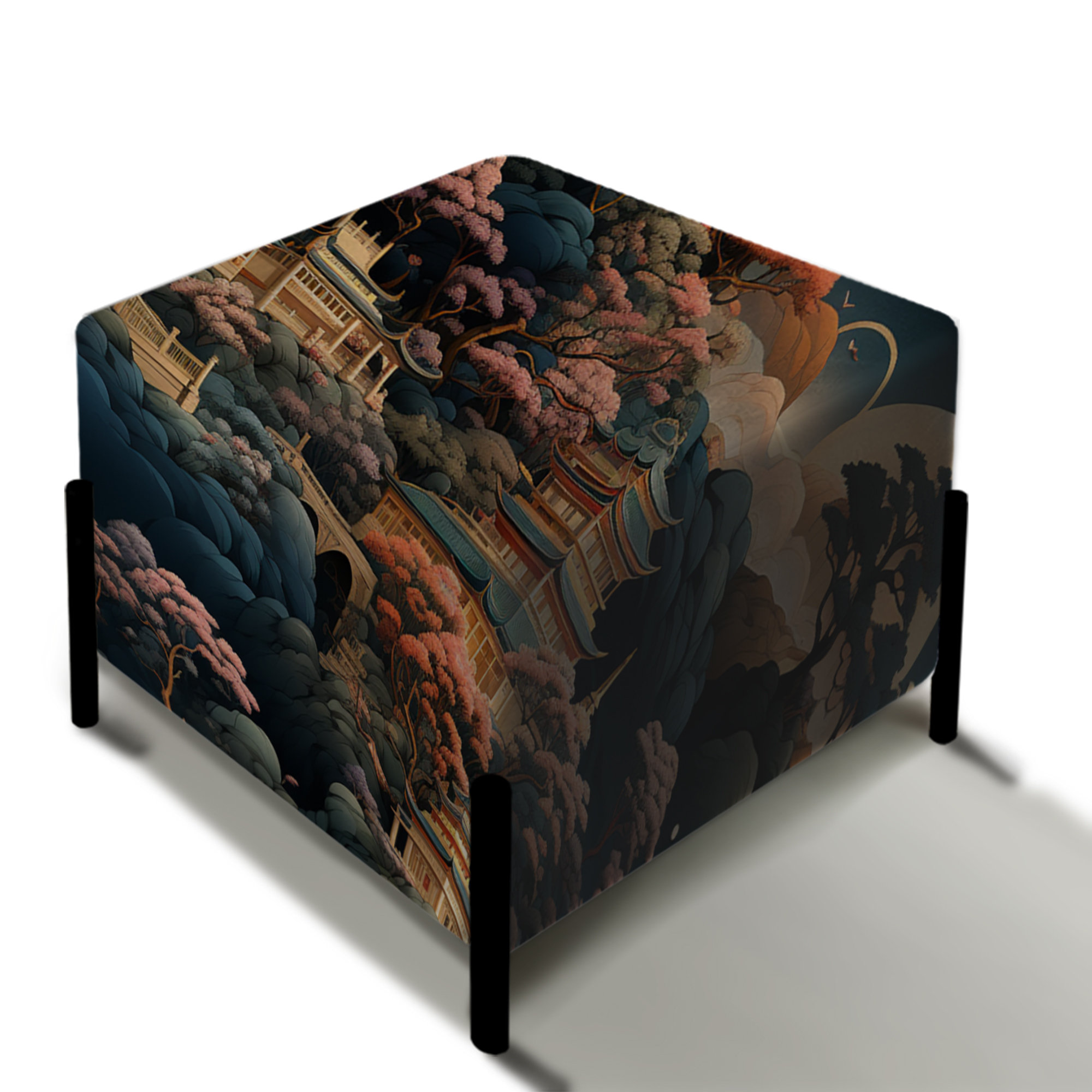 Design Art Enchanted Gardens - Japanese Square Ottoman | Wayfair