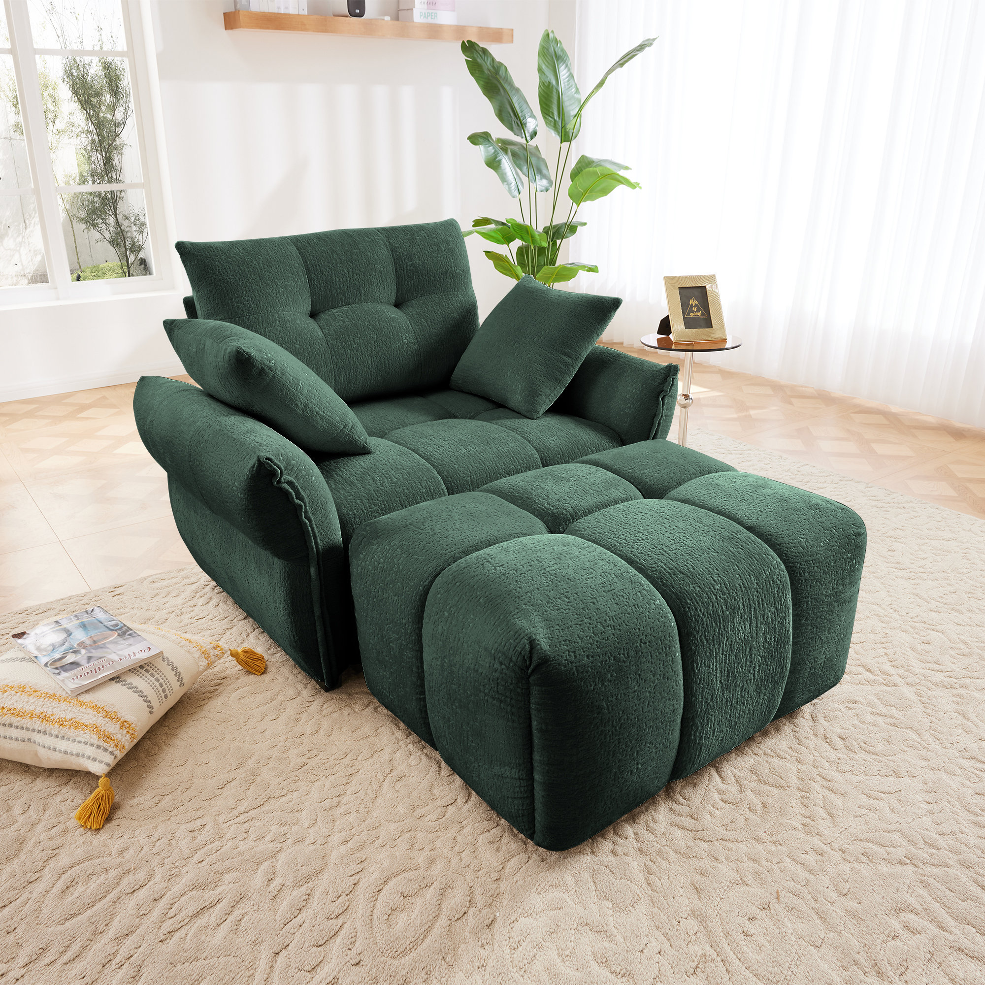 Latitude Run® Ergonomic Single Seater Sofa With Ottoman, High ...