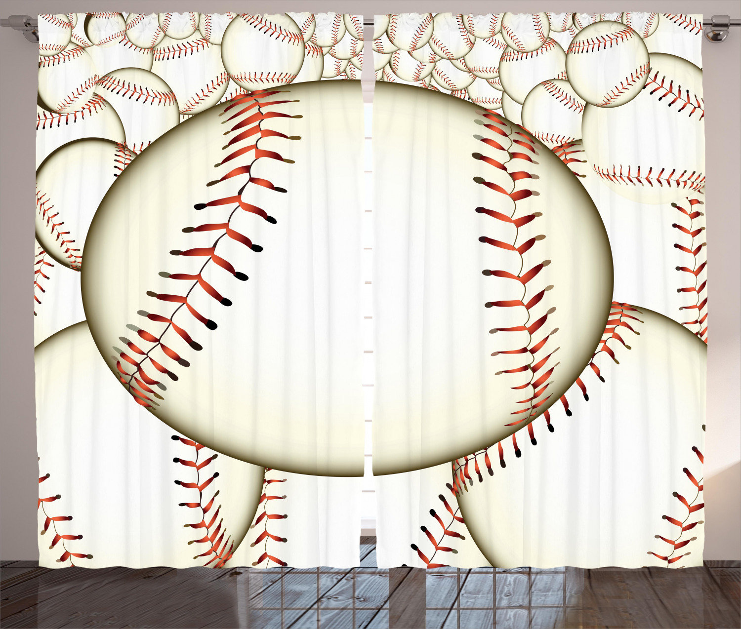 East Urban Home Baseball Semi-Sheer Rod Pocket Curtain Panels | Wayfair