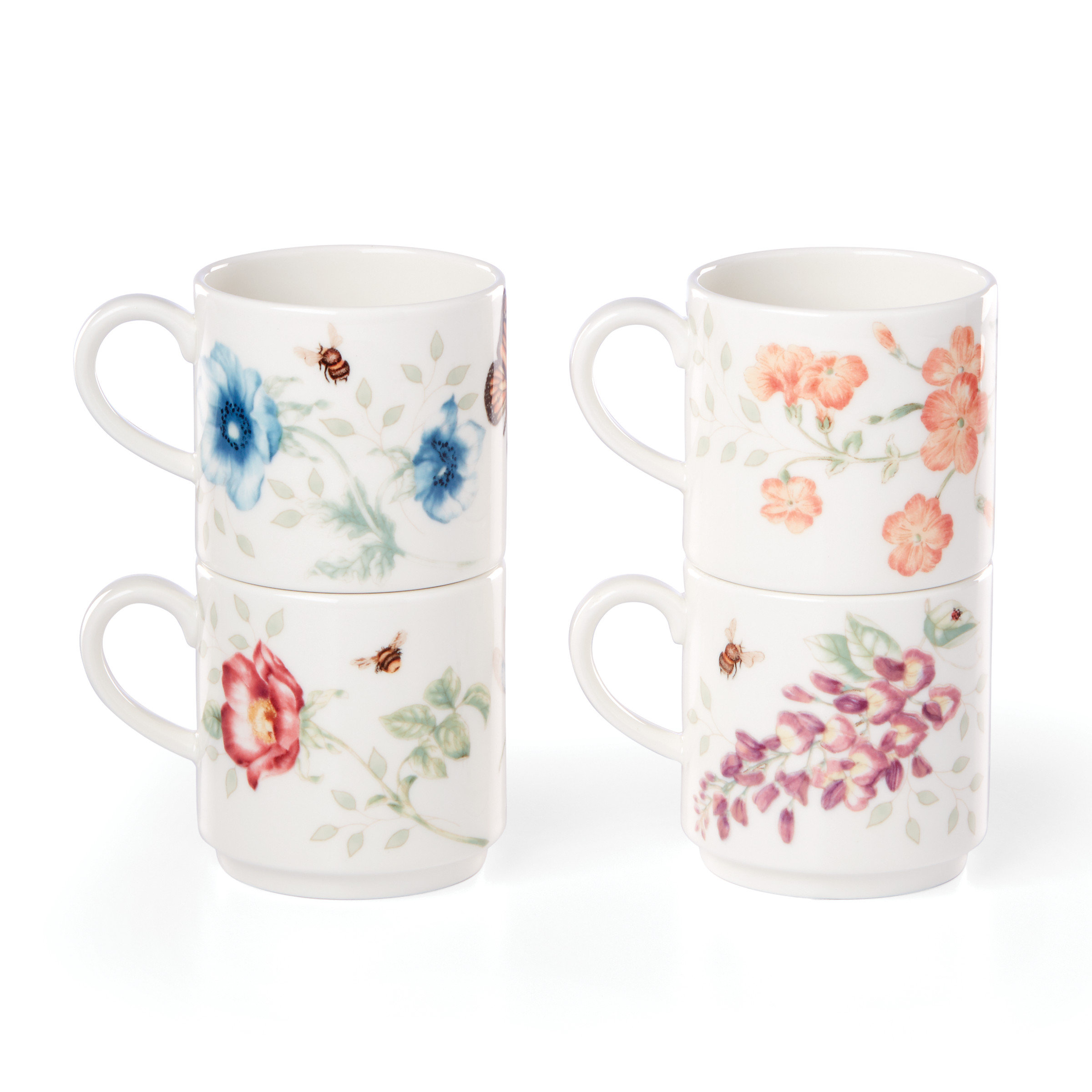 Lenox 4 Piece Butterfly Meadow Stacking Mug Set & Reviews | Wayfair