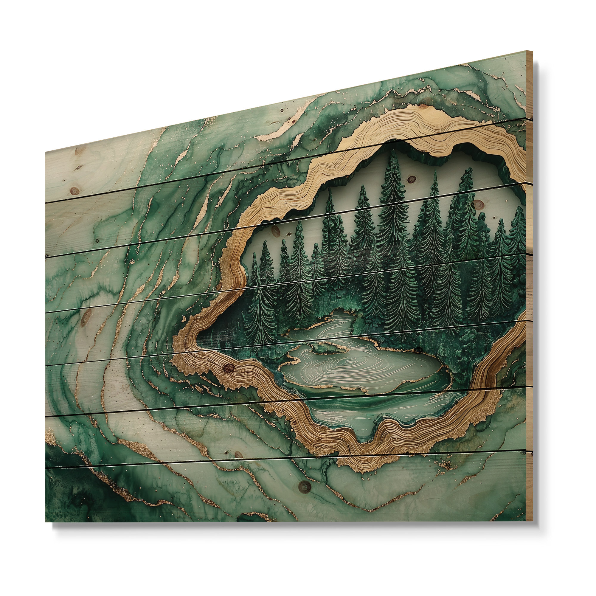 Union Rustic Winter Forest Landscape With Emerald River II - Forest ...