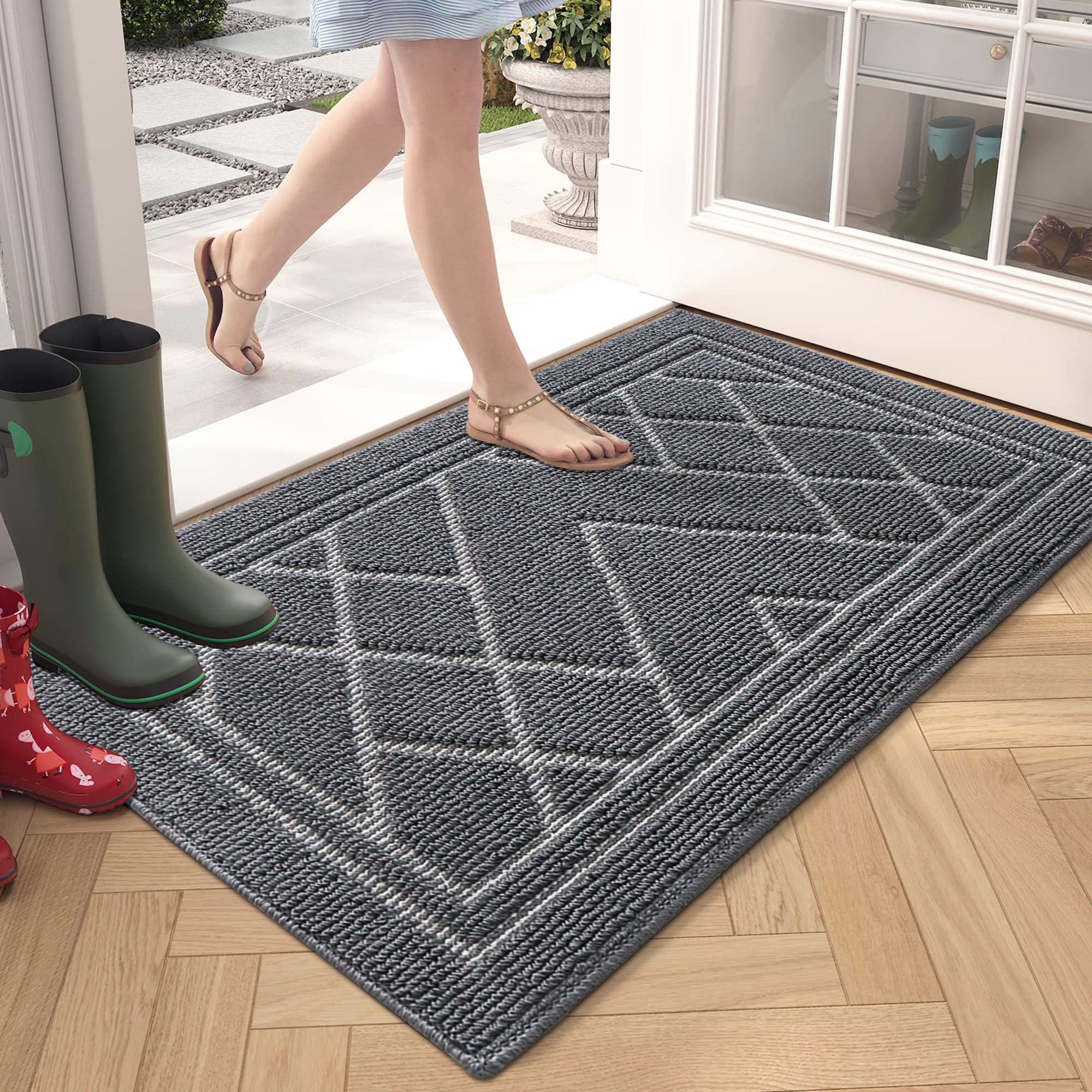 Wildon Home® Burghfield Non-Slip Geometric Outdoor / Indoor Door Mat ...