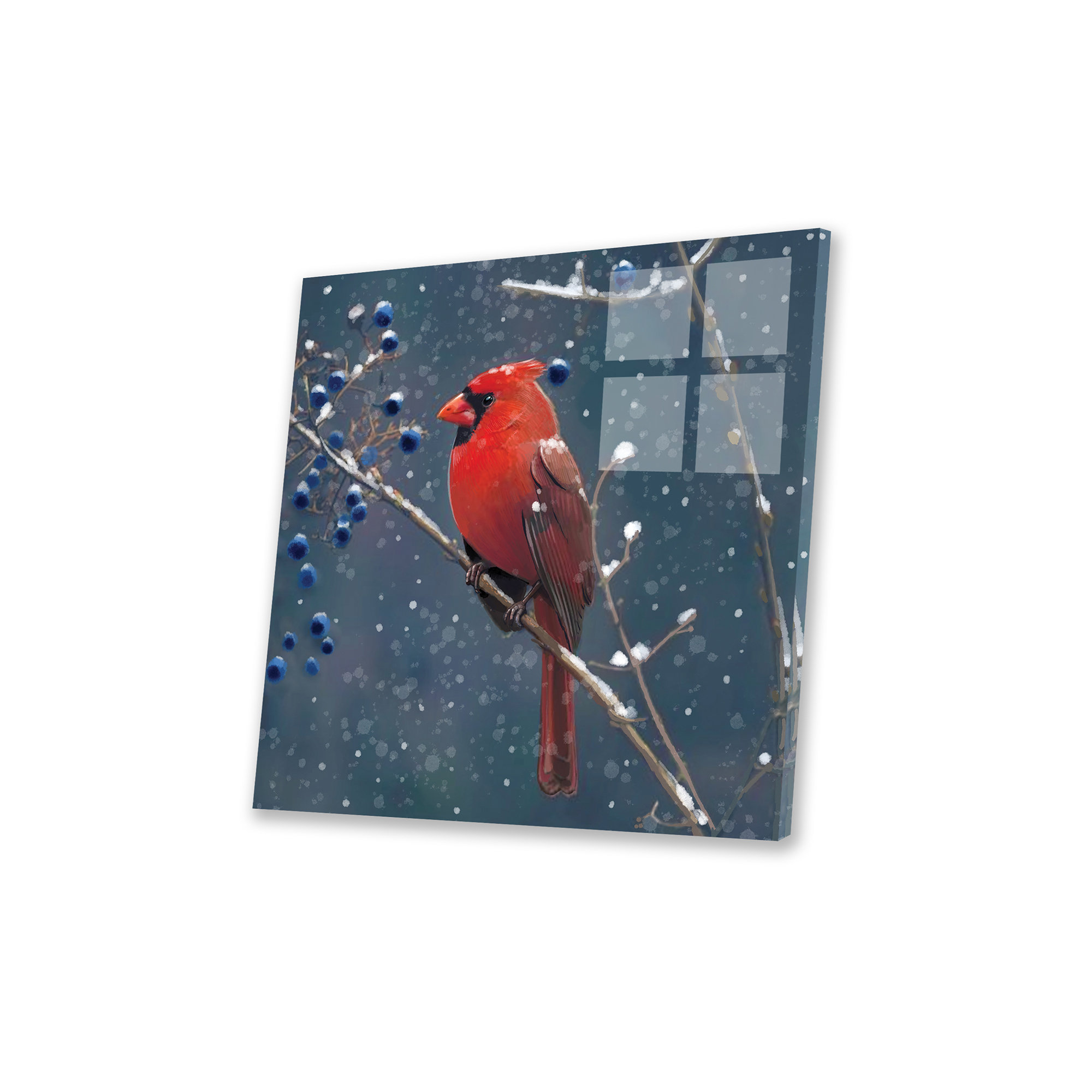 The Holiday Aisle® Red Cardinal Blue Berries On Plastic / Acrylic by ...