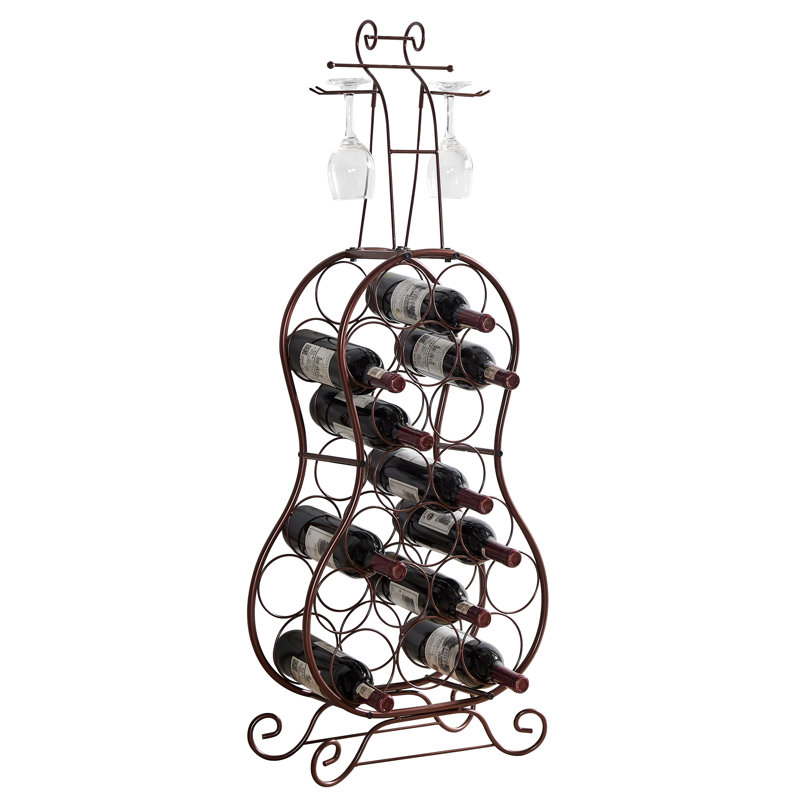 InRoom Designs Cello-Shaped Wine Rack Home Bar, Metal Freestanding Wine ...