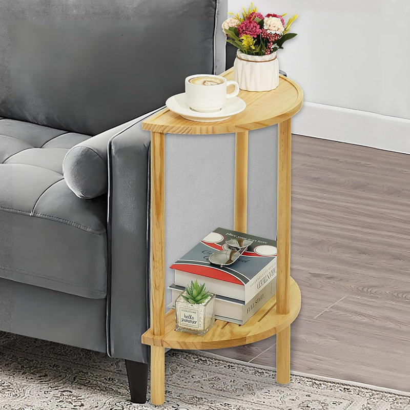 Winston Porter End Table Half Moon Side Tables, 2 Tier Half Round Side ...