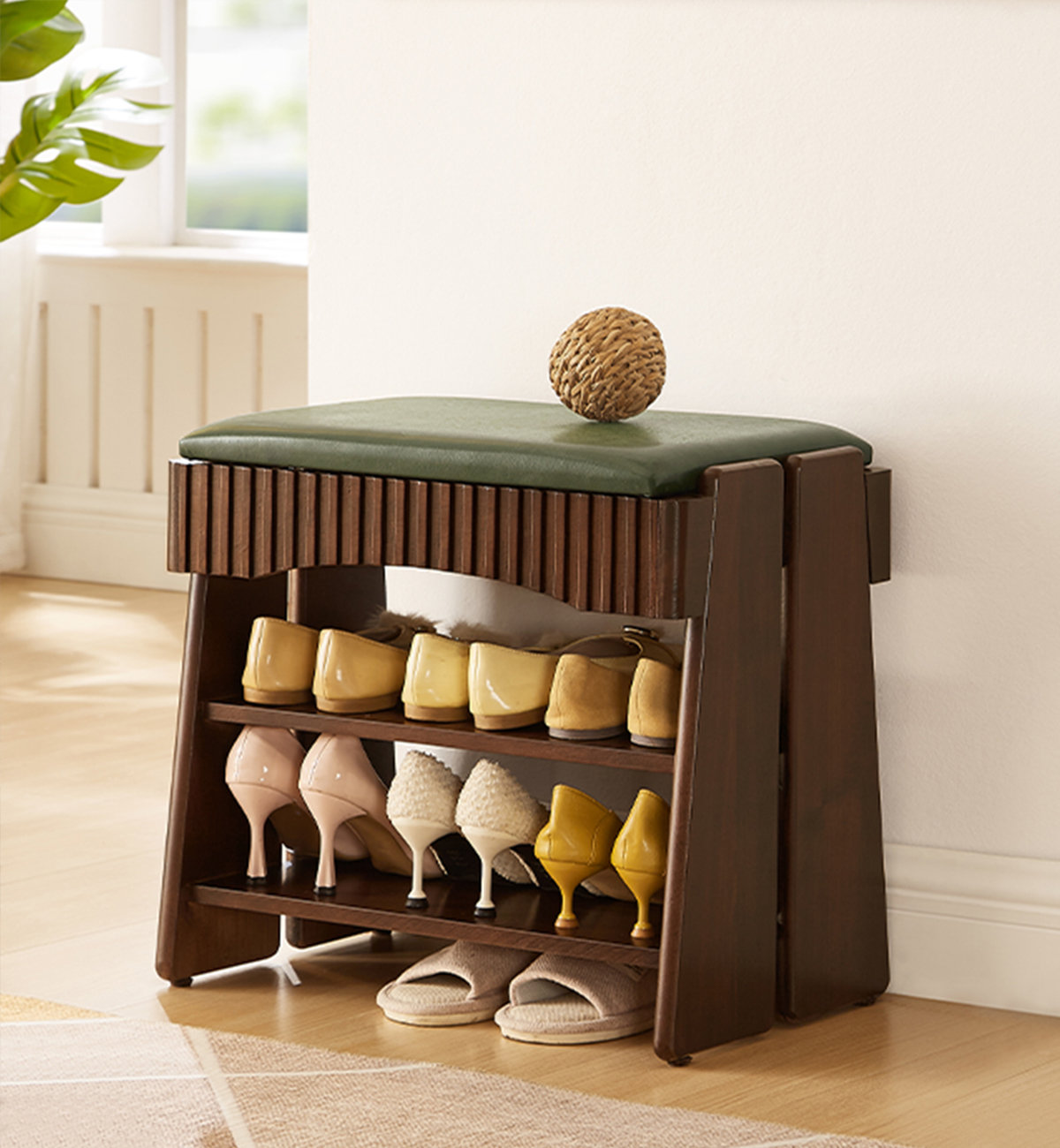 Winston Porter Creative Wooden Shoe Rack And Shoe-Changing Bench For ...