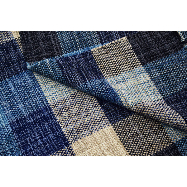Brambly Cottage Miri Chequered Machine Woven 160cm X 230cm Blue Area ...