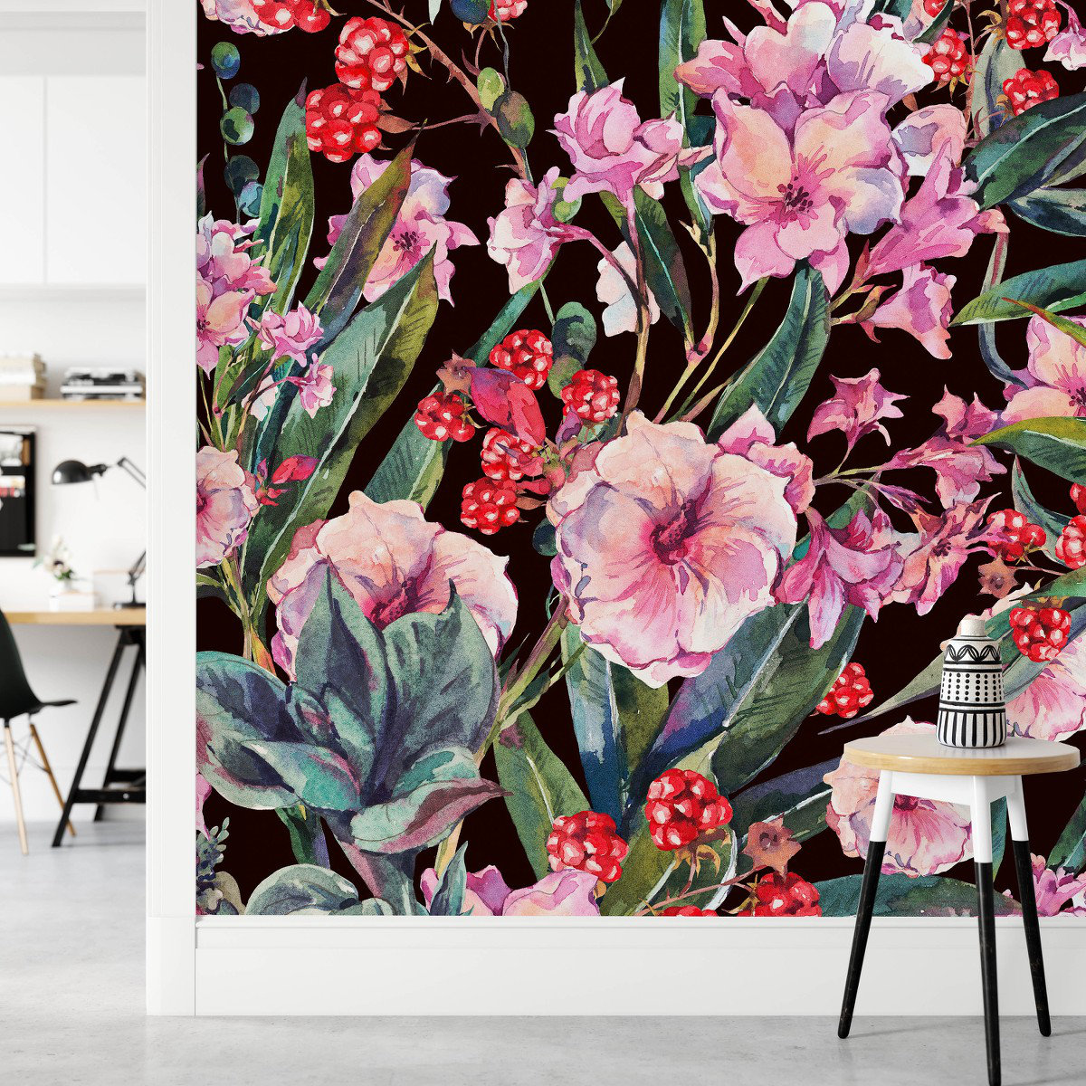 Red Barrel Studio® Flowers and Raspberries Wall Mural | Wayfair