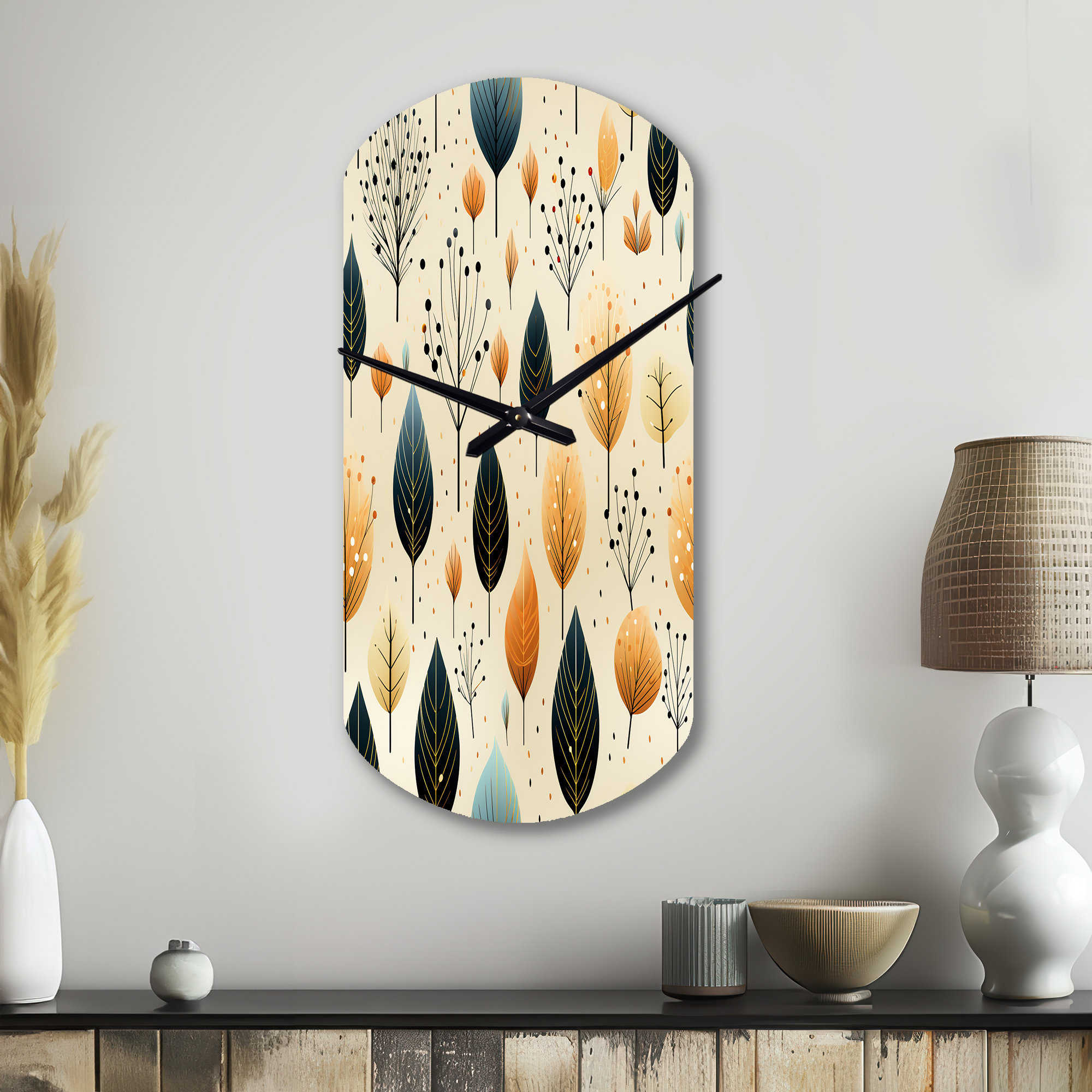 Design Art Modern Leaf Patterns II - Plants Asymmetrical Metal Wall ...