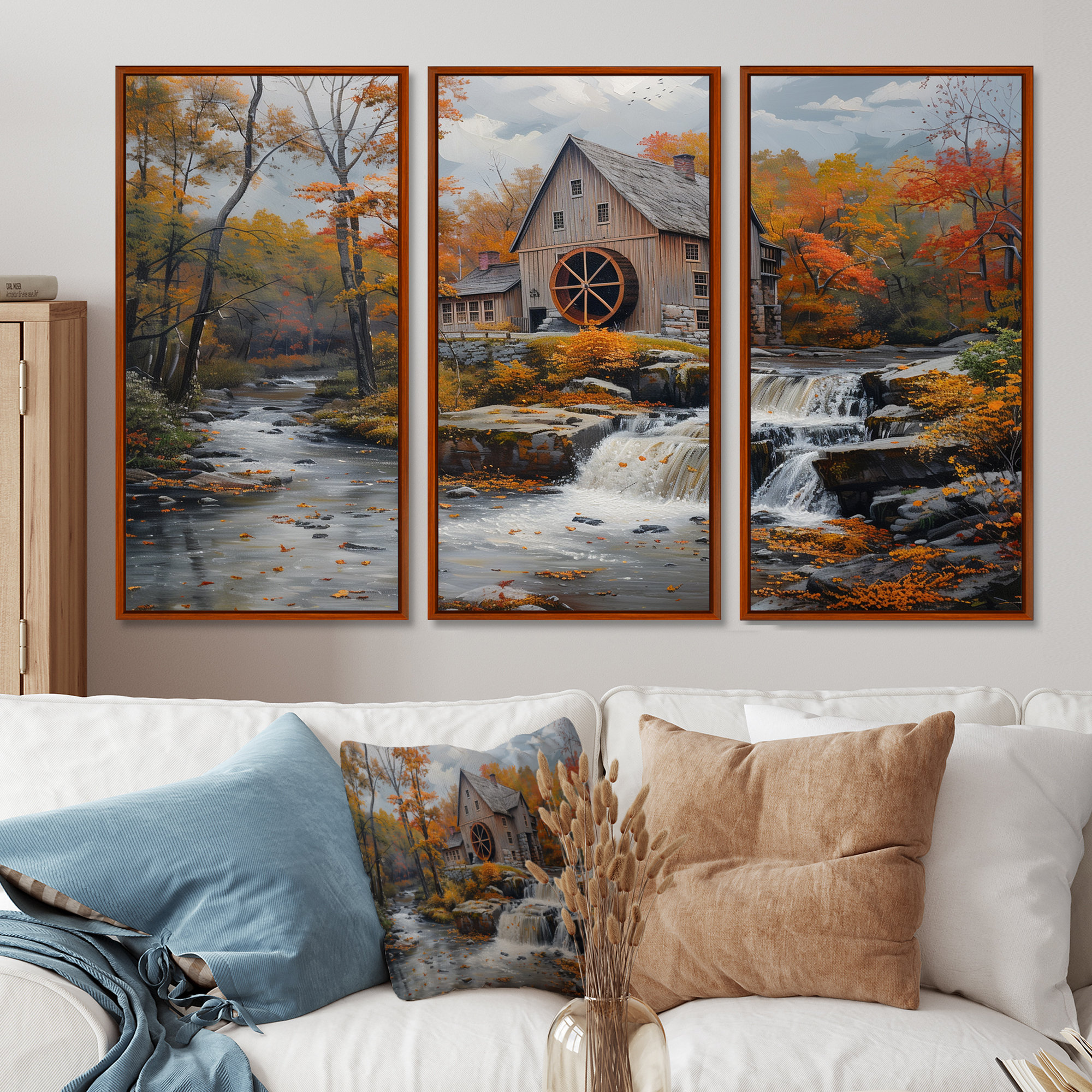 Gracie Oaks Brown White Autumn Architectural Mills Photo - Mills Wall ...