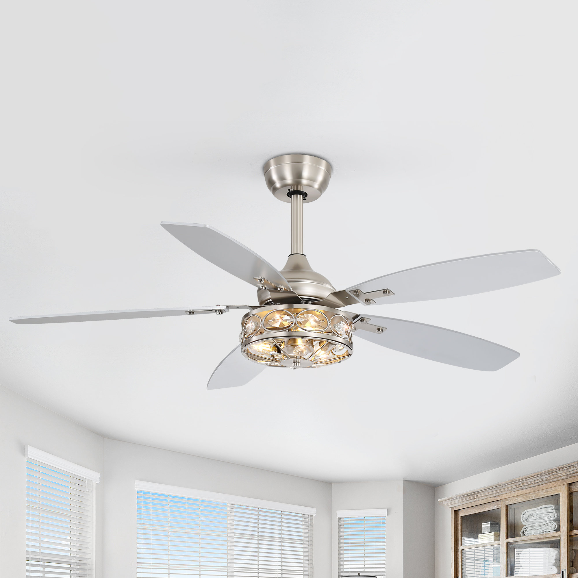 House of Hampton® 48" Crystal Ceiling Fan With Lights, Remote Control ...