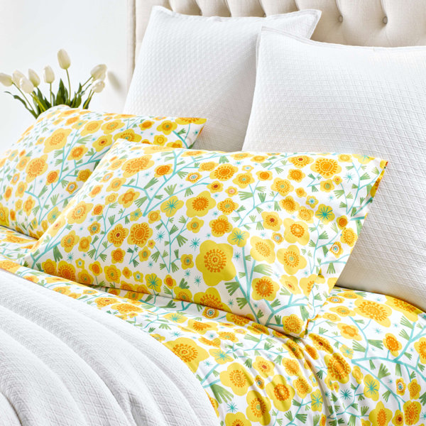 Pine Cone Hill Silly Sunflowers Yellow Pillowcases | Wayfair