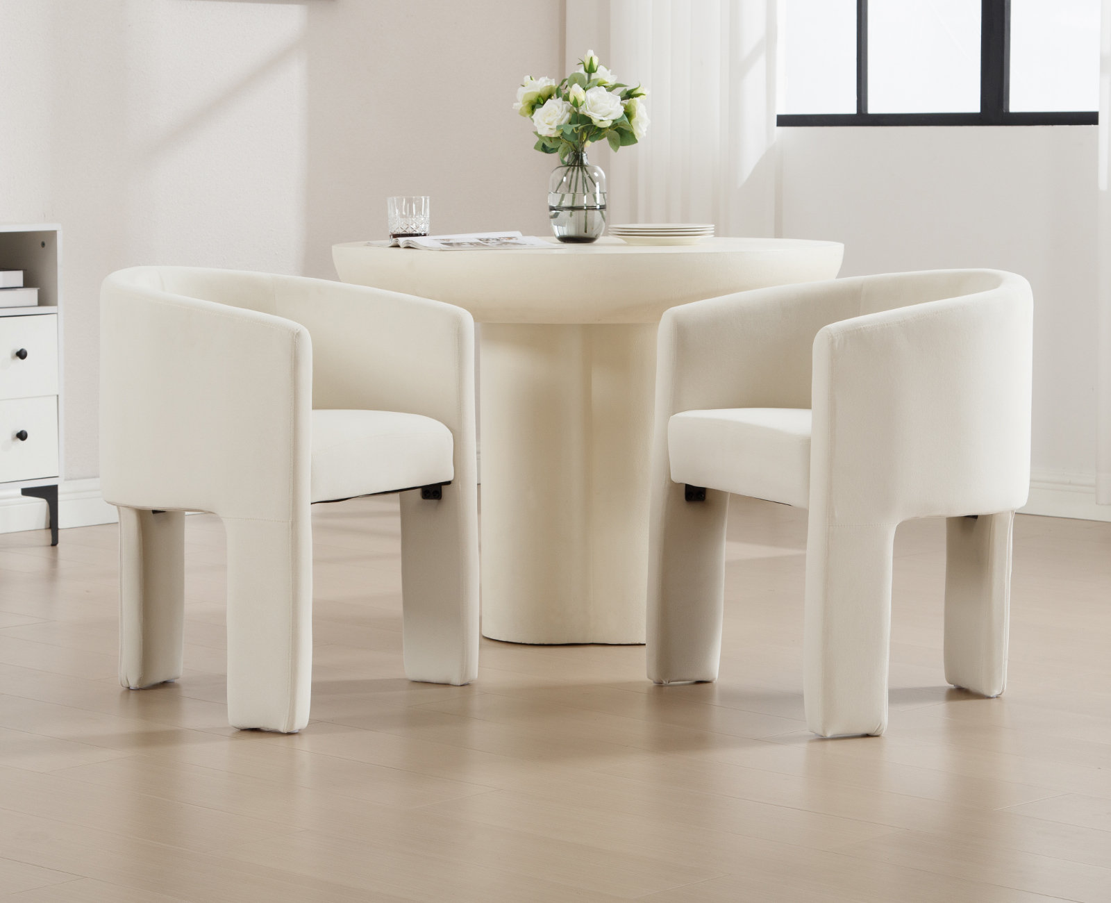 Brayden Studio® Modern Barrel Dining Chair With Solid Wood Legs ...