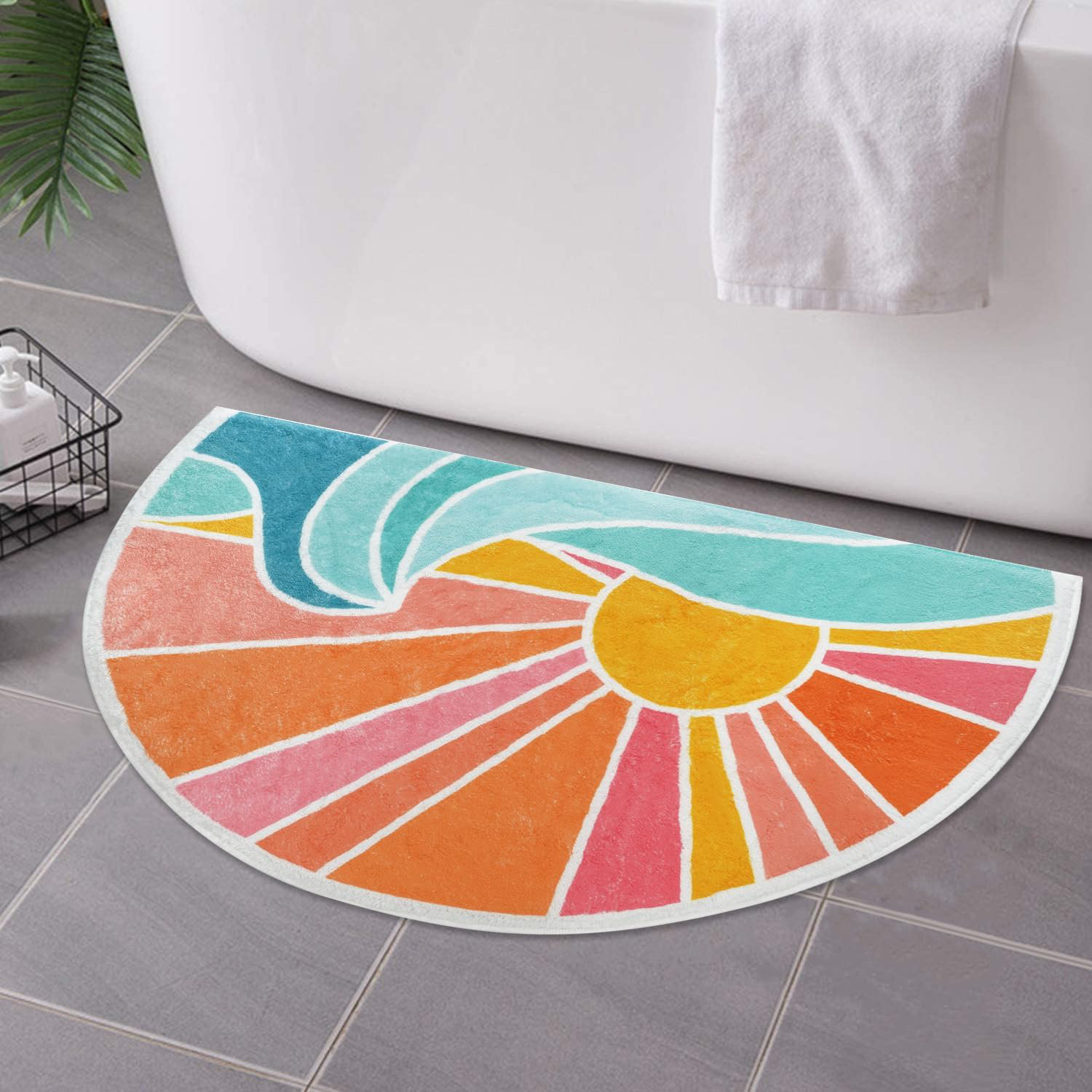 Lark Manor Boho Half Circle Bath Mat,Boho Bathroom Decor - Soft Half ...