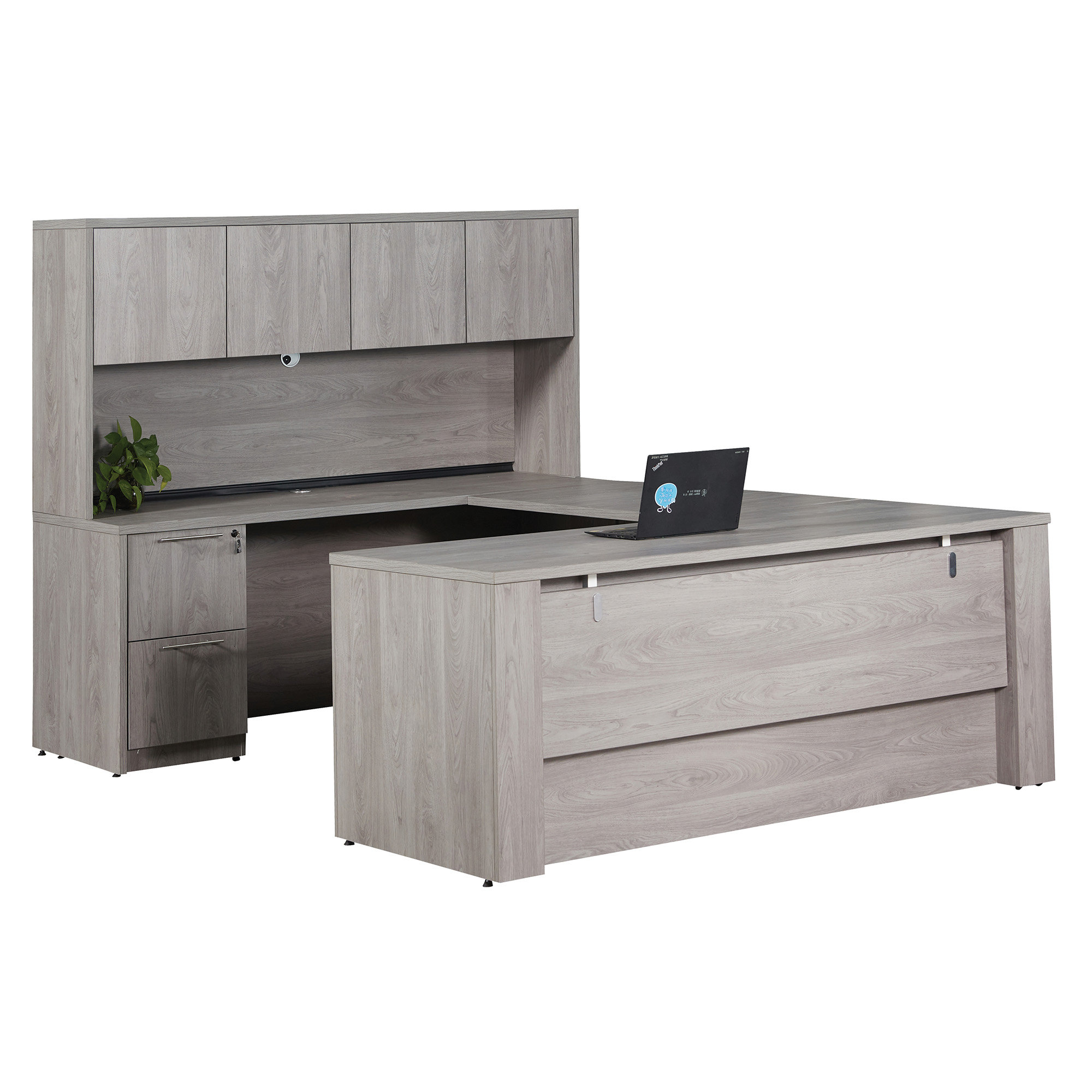 Foundry Select Cairn U-Shape Executive Desk Office Set with Storage and ...