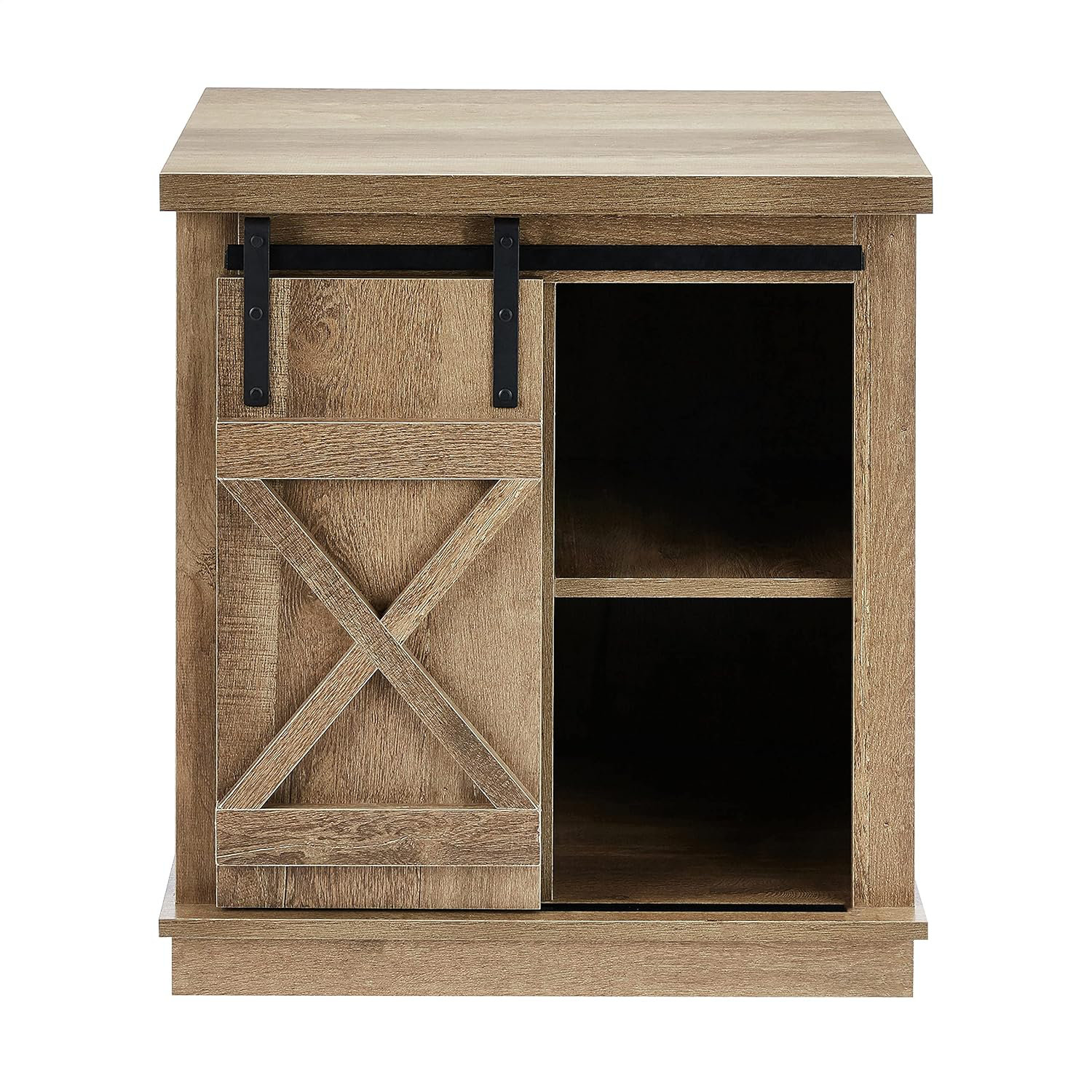 One Allium Way® Sliding Barn Door End Table With Adjustable Shelf ...