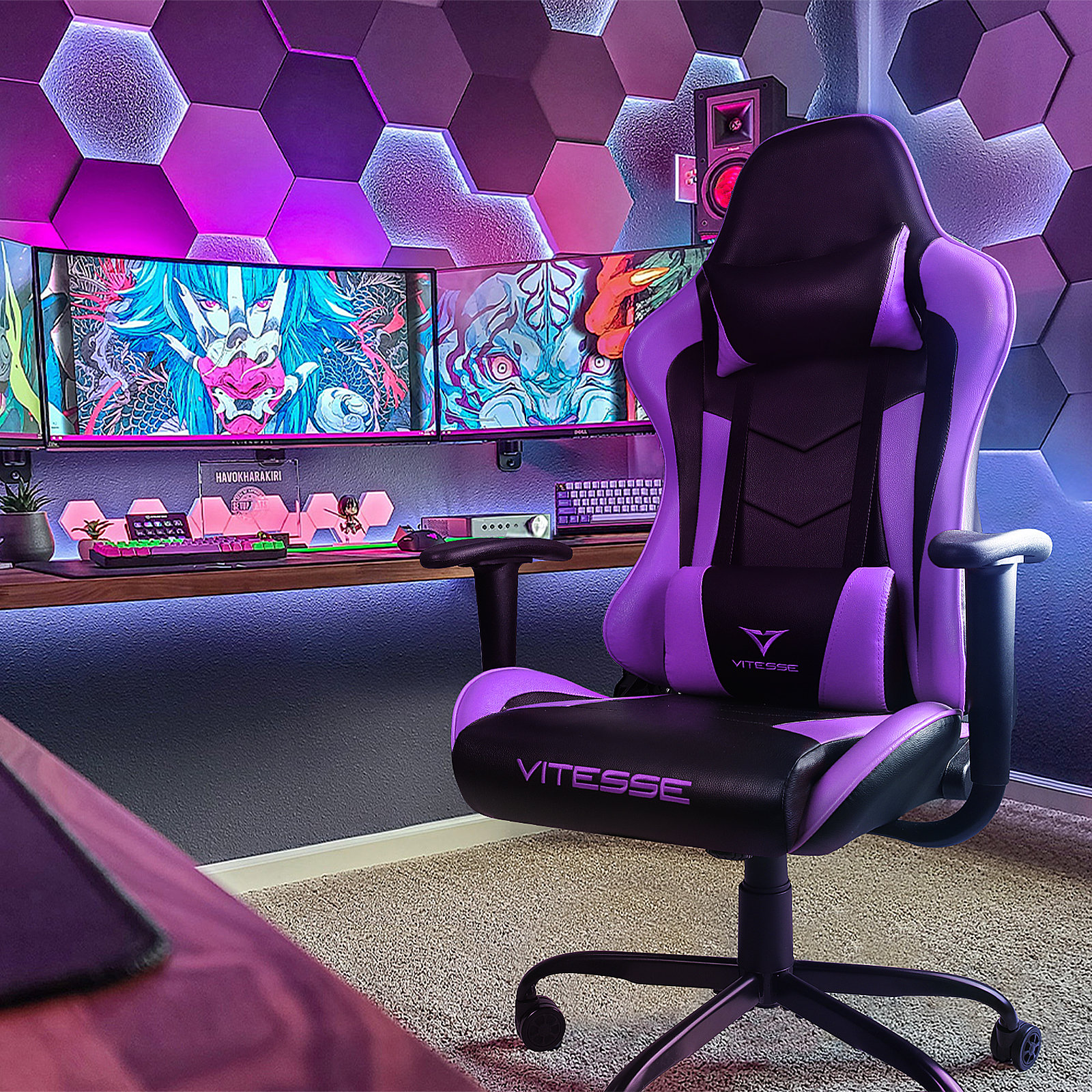 BOSSIN Ergonomic Racing Gaming Chair, 330 lbs PC Computer Chair with ...
