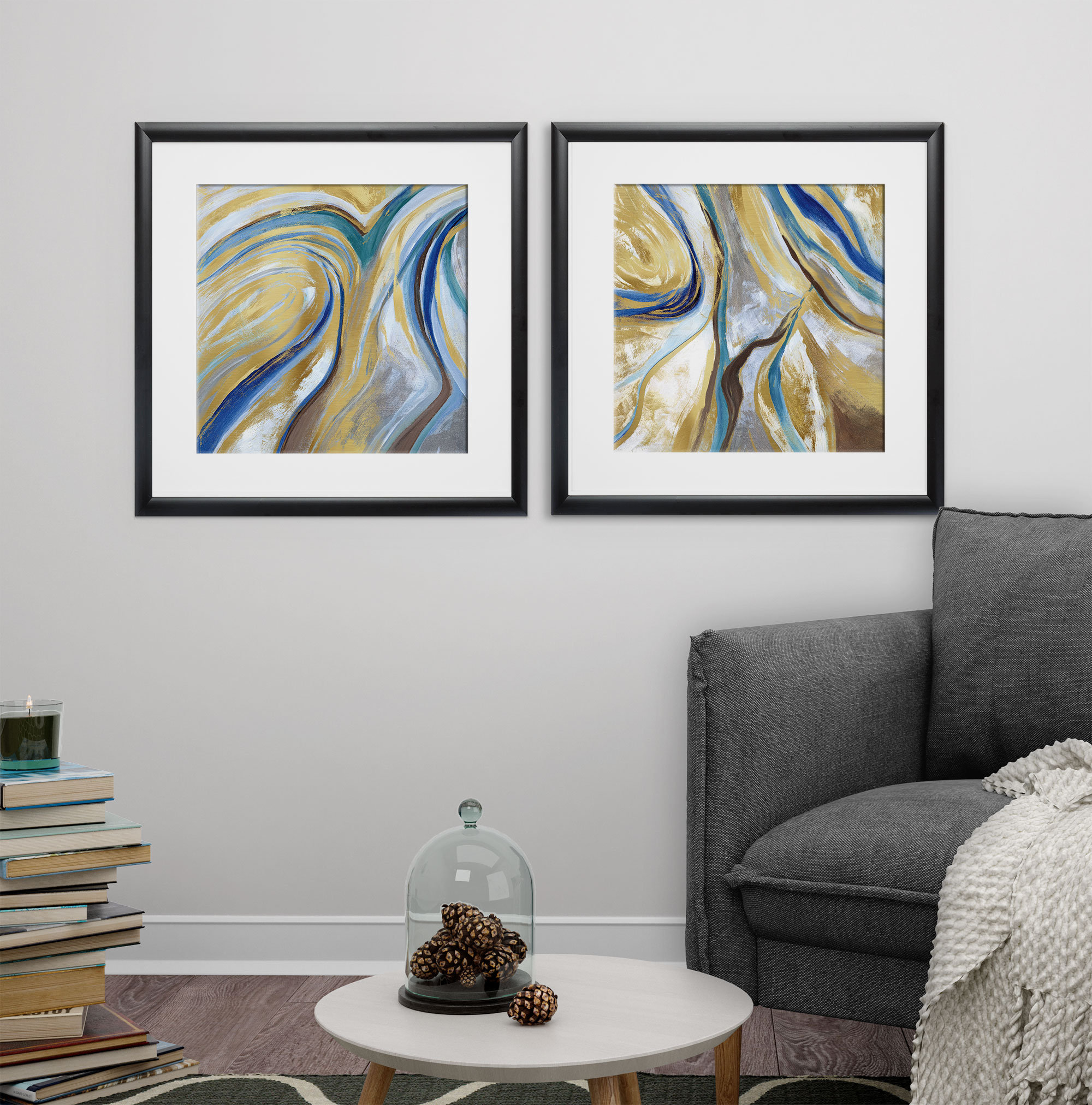 Mercer41 'Agate & Gold' 2 Piece Framed Print Set | Wayfair